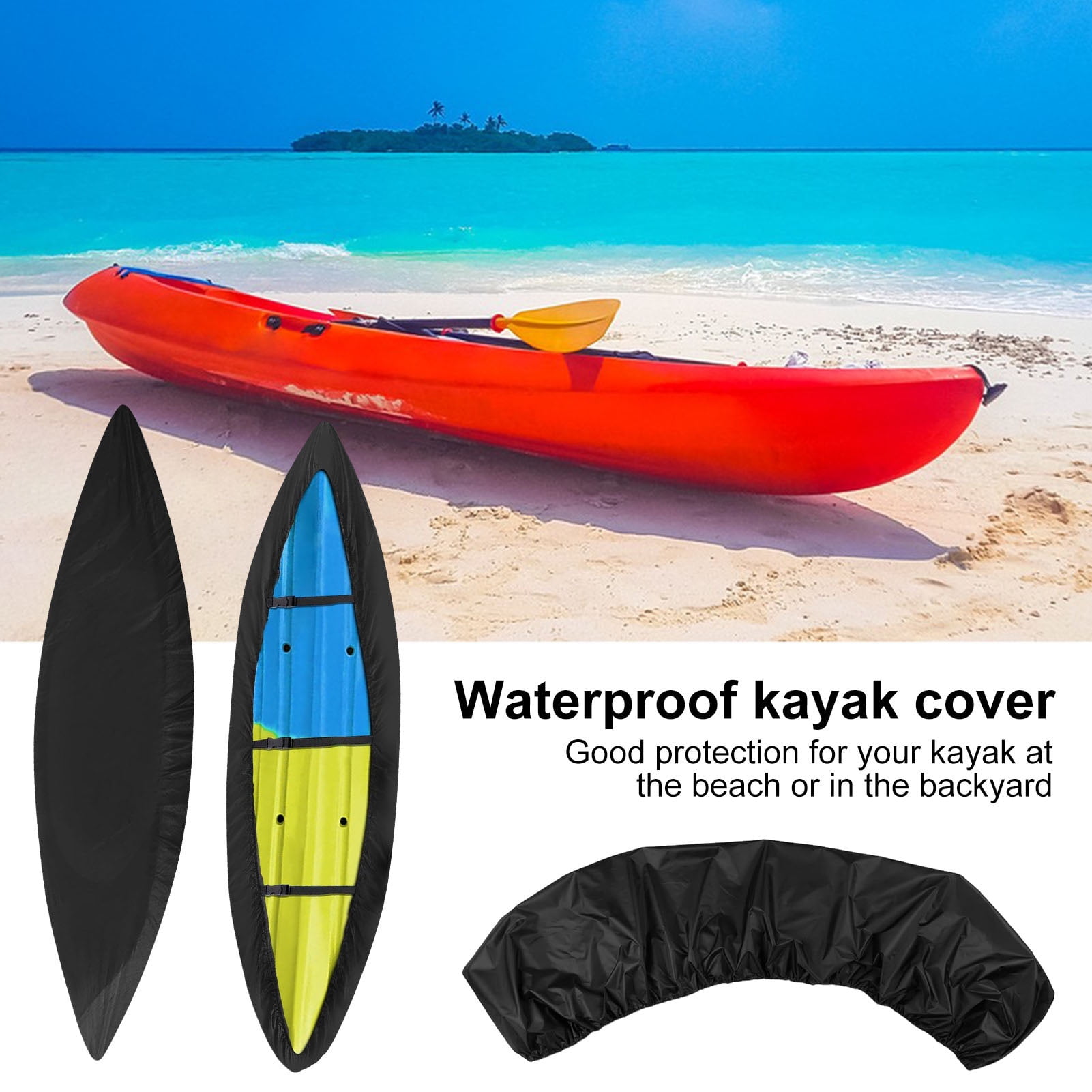 Kayak Cover 210D Heavy Duty Waterproof Canoe Cover Fade-Resistant Kayak ...