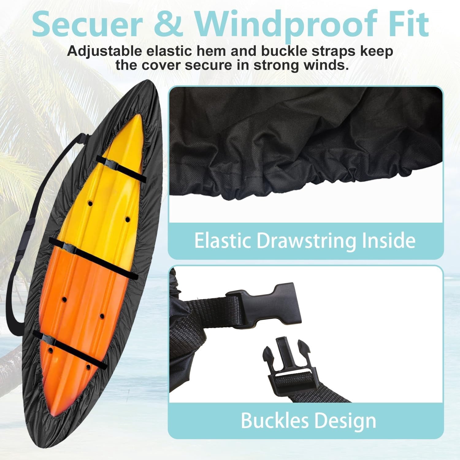 Kayak Cover Outdoor Storage 420D Heavy Duty Waterproof UV Protection ...
