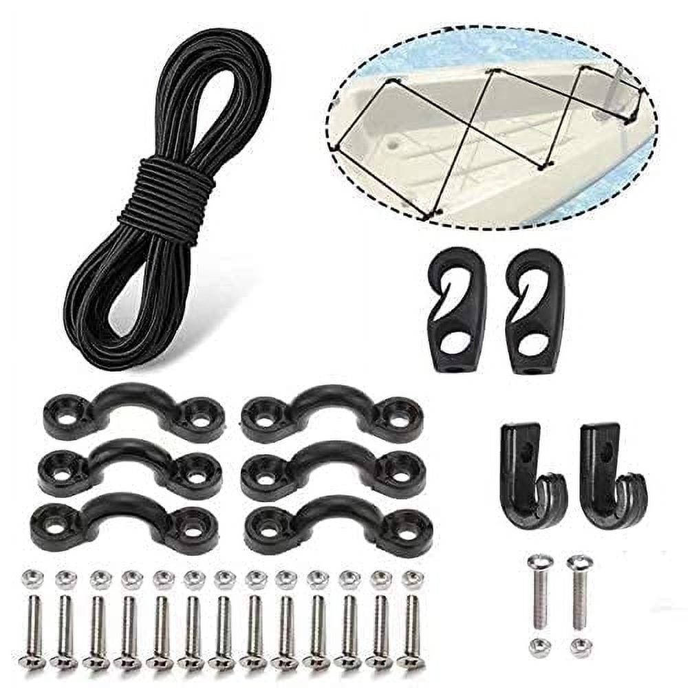 Kayak Deck Rigging Kit 8 feet Bungee Cord with Screws and J-Hooks, Boat ...