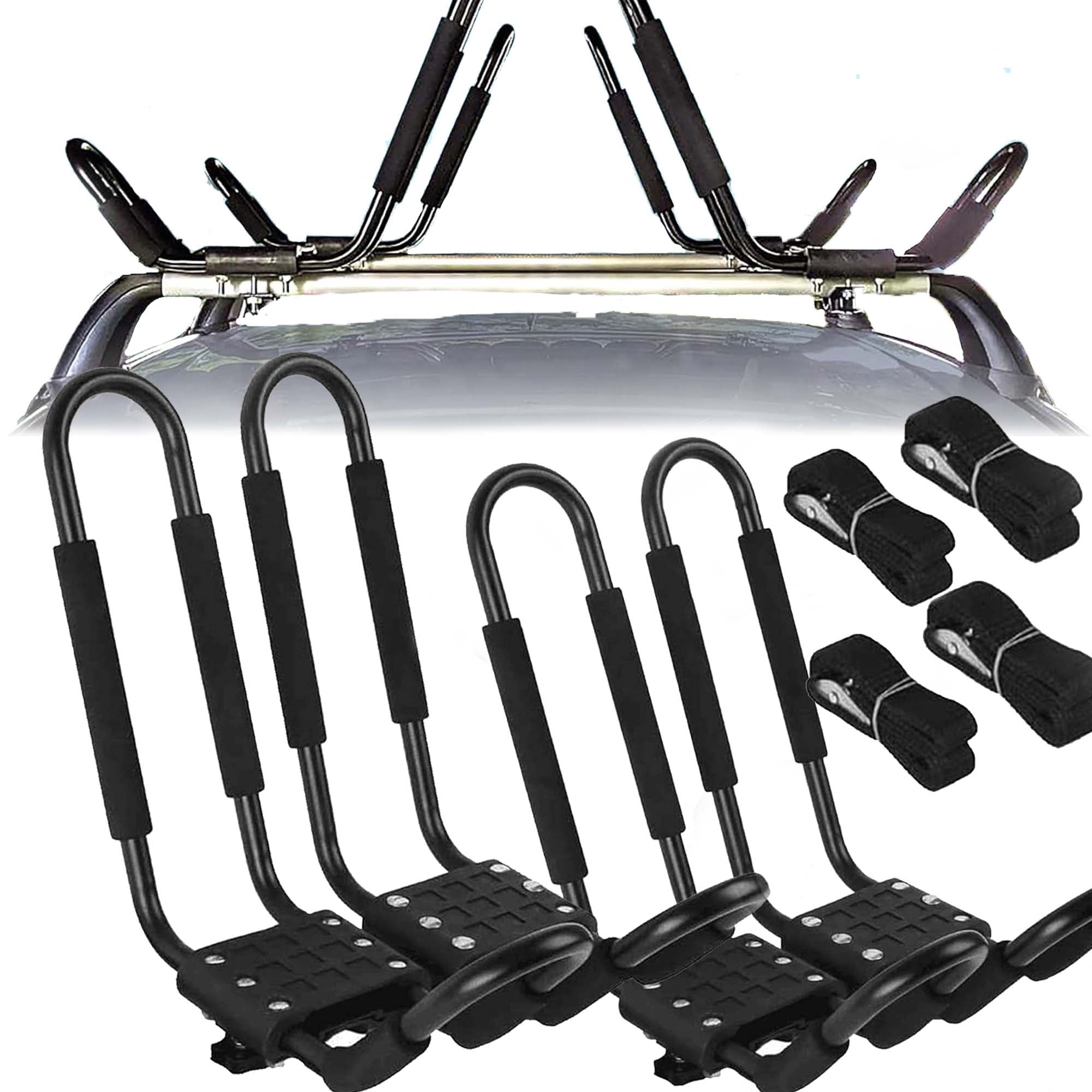 Kayak Roof Rack, 1 Pair J-Bar Roof Rack with 2 Ropes,Heavy Duty Kayak ...