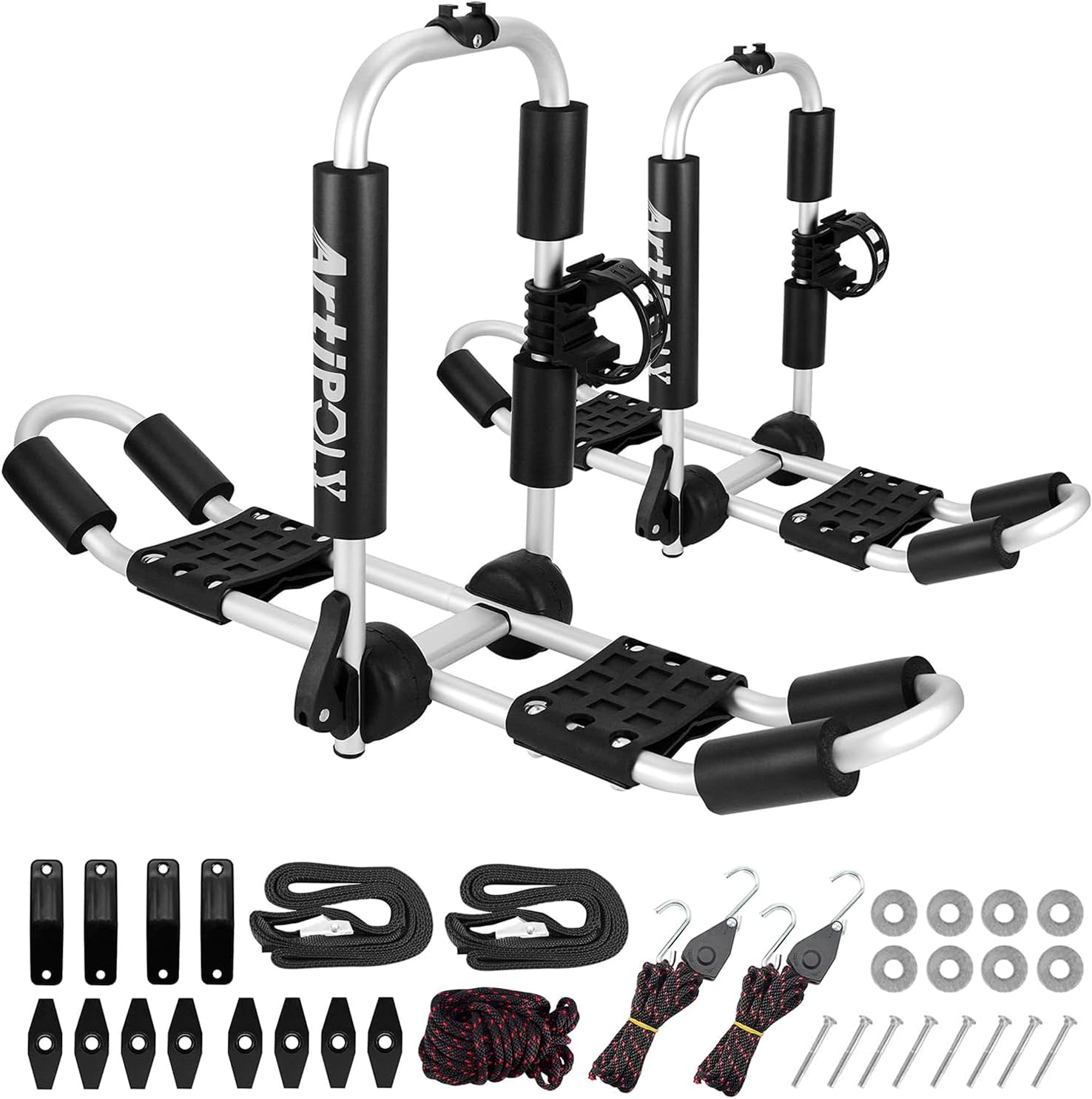 Kayak Roof Rack for 2 Kayaks, 4-in-1 Multifunction Bilateral Kayak ...