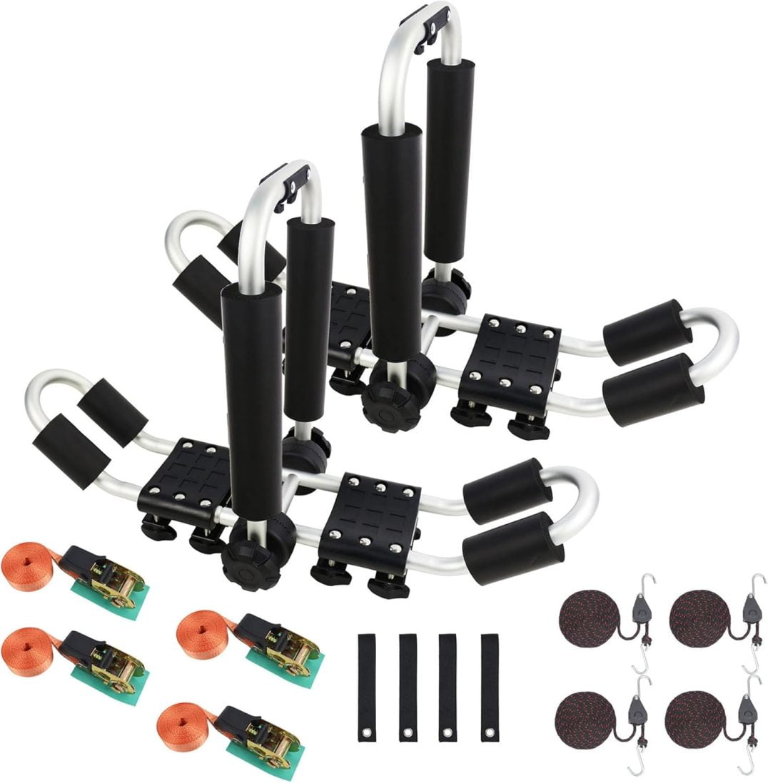 Kayak Roof Rack 2-in-1 Aluminum Folding J Bar Roof Carrier Rack ...