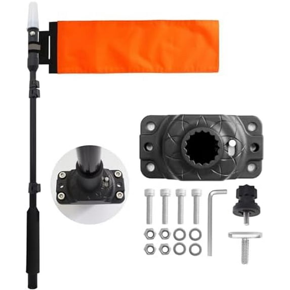 Kayak Safety Flag with 360° LED Light, Telescoping Orange Flag Pole ...
