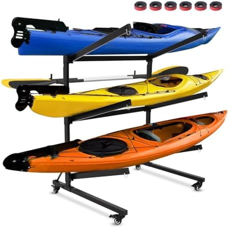Kayak Stand & Storage Rack, Fits Kayaks, SUPs, Canoes, with Wheels, Max ...