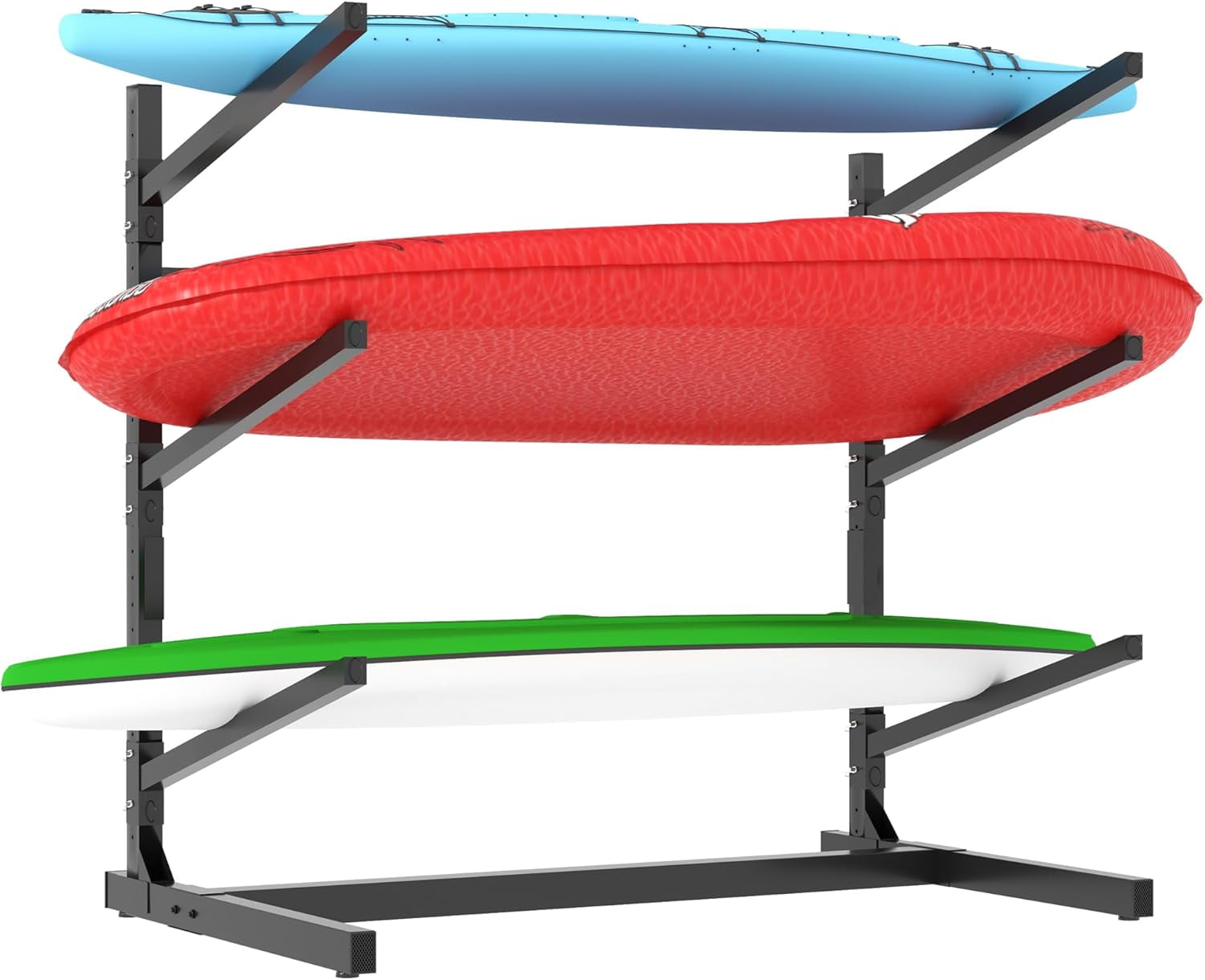 Kayak Storage Rack for 3 Kayaks, Freestanding Kayak Rack with Wheels ...