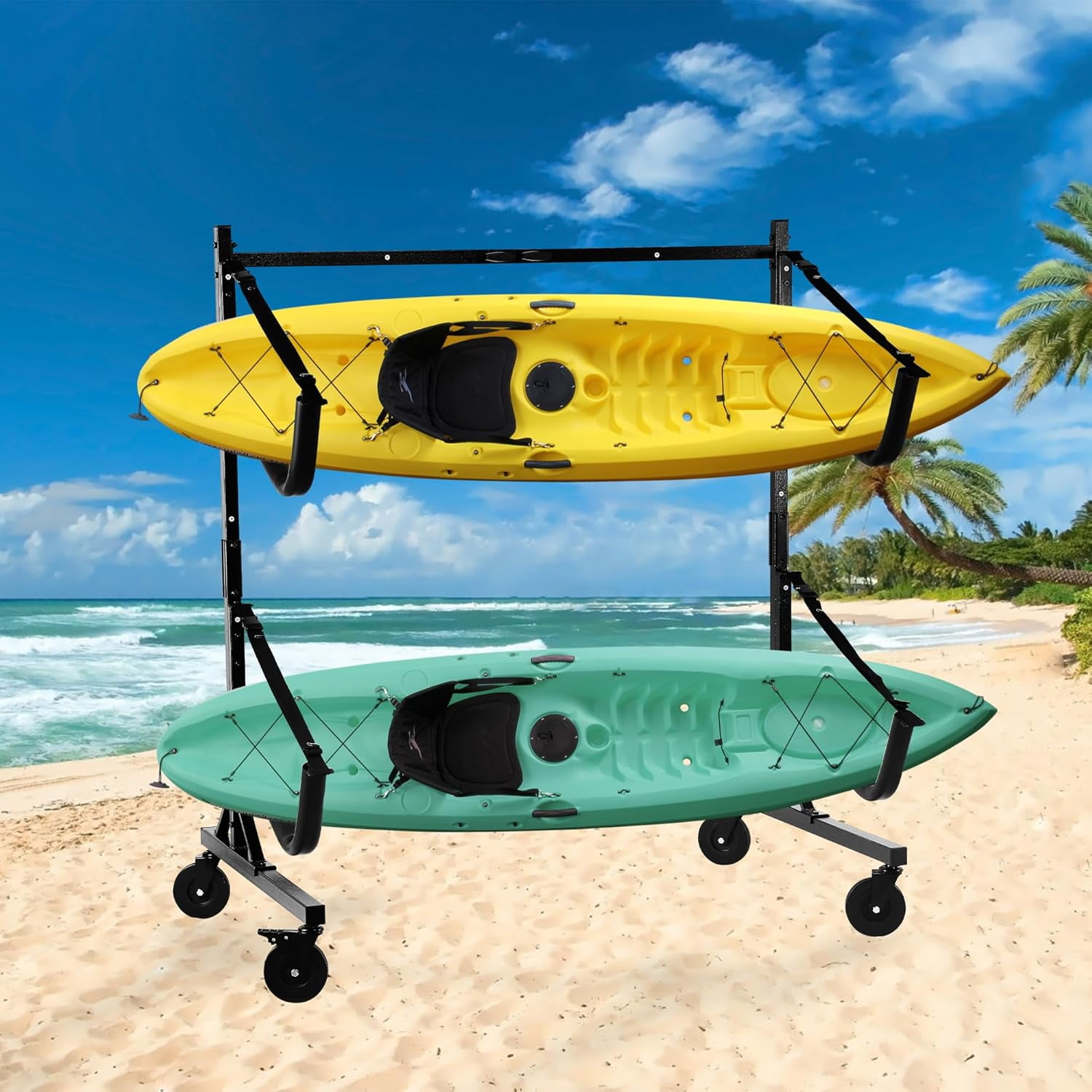 Kayak Storage Rack, Heavy Duty Adjustable Freestanding 2/4 Kayaks Stand ...