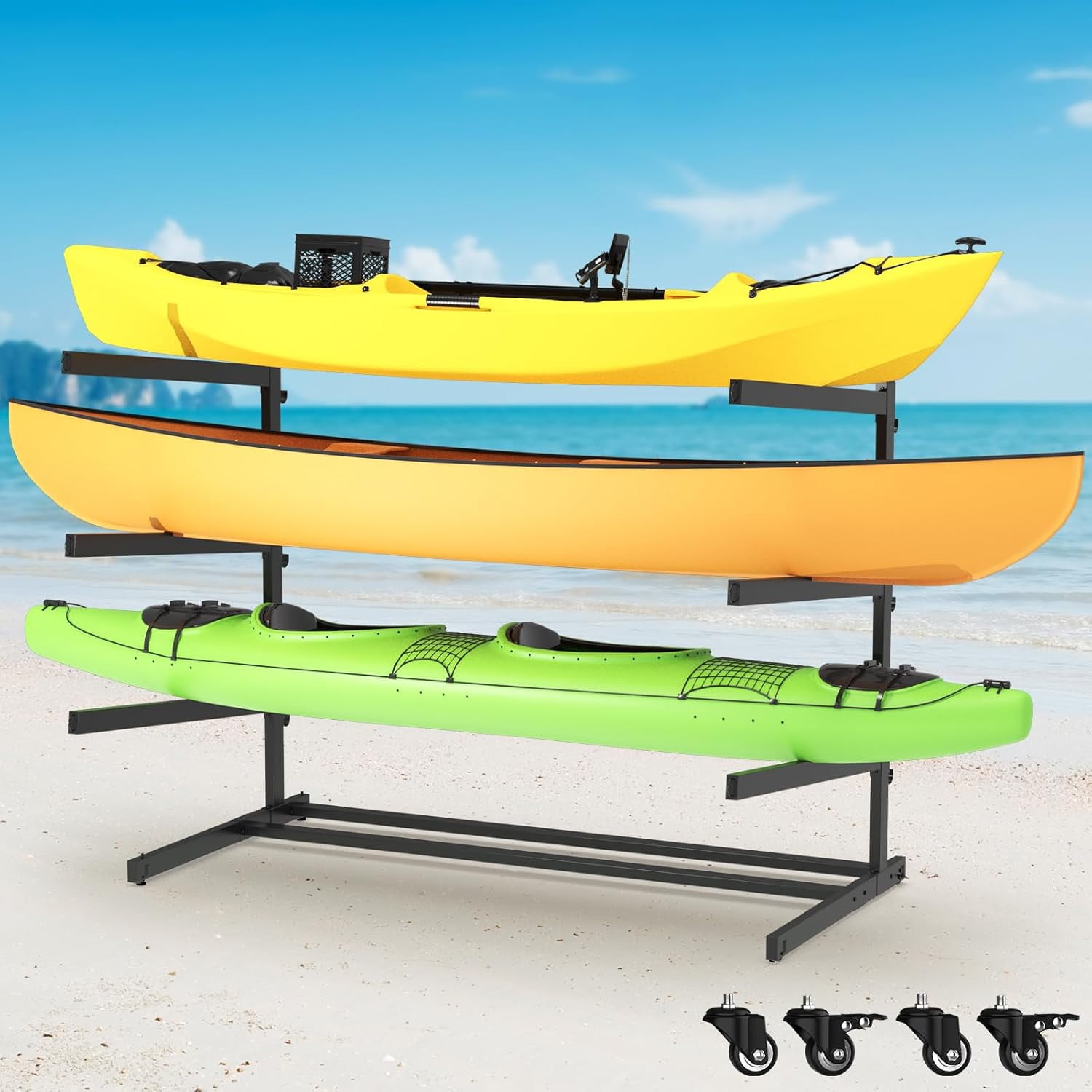 Kayak Storage Rack, Heavy Duty Adjustable Freestanding Kayak Stand with ...