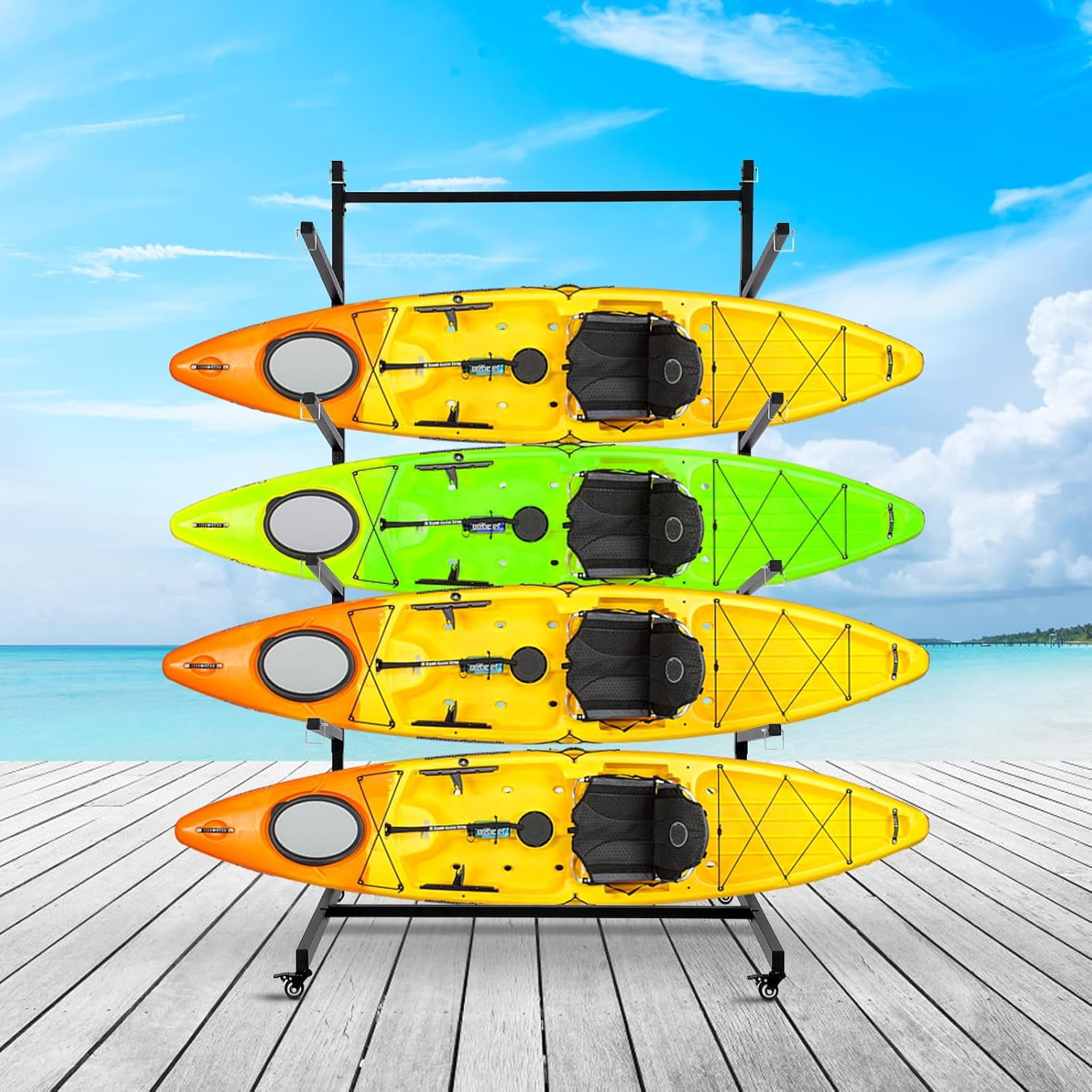 Kayak Storage Rack, Widen & Lengthen Freestanding Kayak Stand with ...