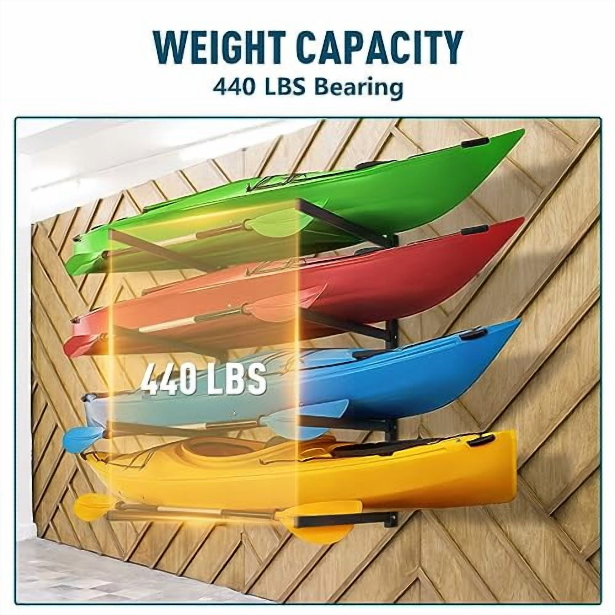 Kayak Wall Rack for 4 Kayaks, Heavy Duty Kayak Racks for Garage and ...