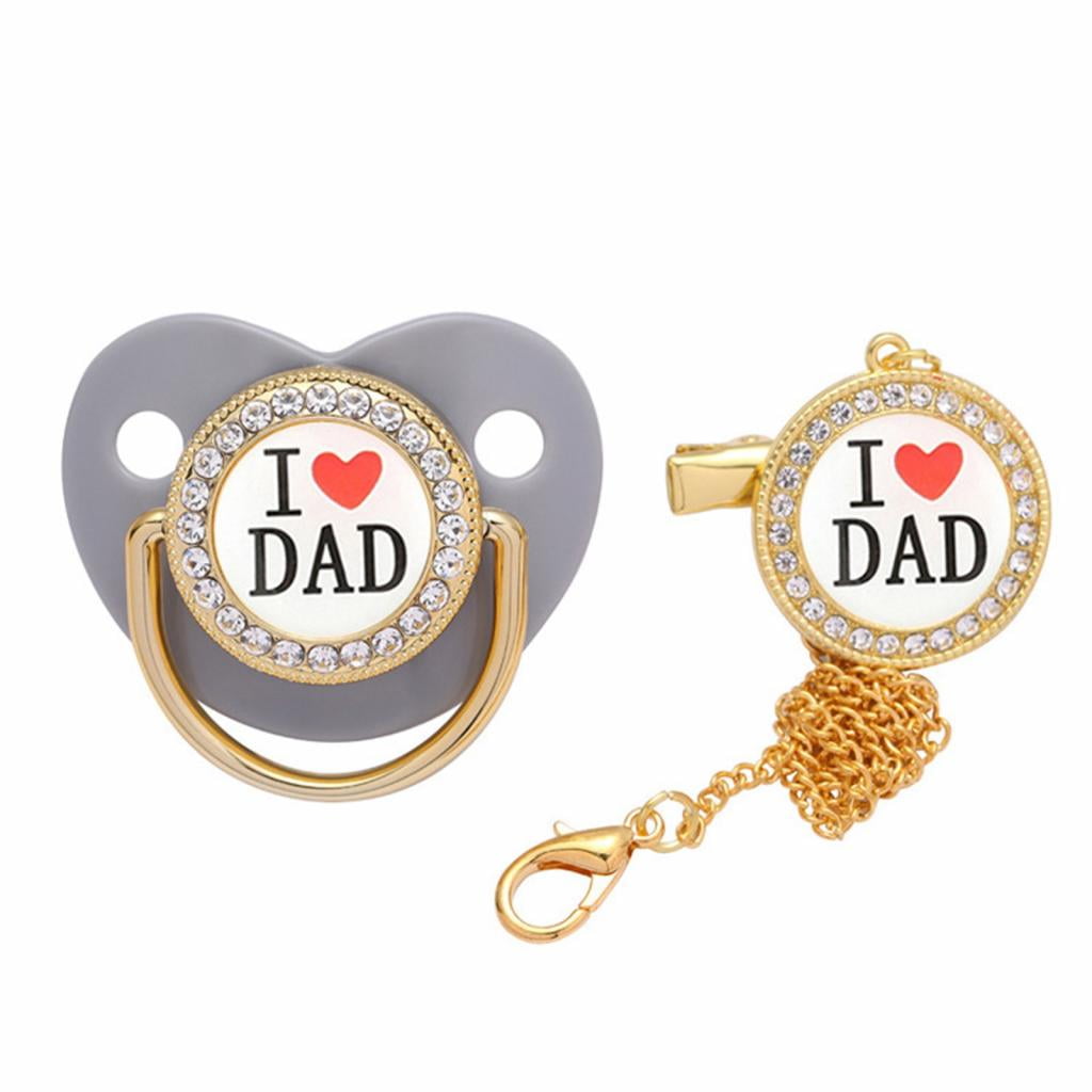 Kayannuo Christmas Baby Pacifier I Love Initial Dad Clip Silicone ...