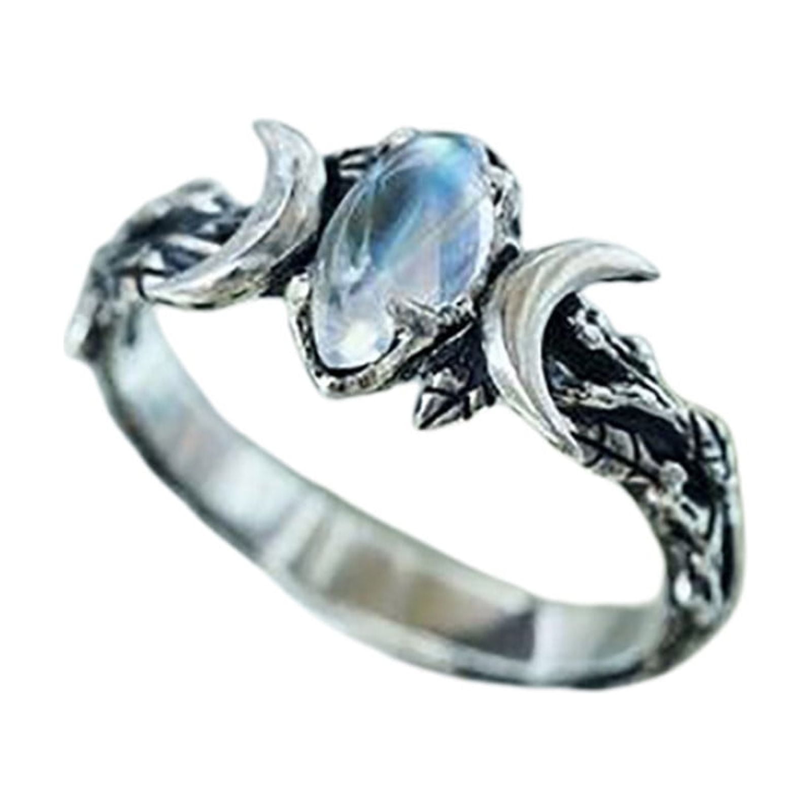 Kayannuo Christmas Double Moon Geometry Ring Gemstone Ring Bohemian ...