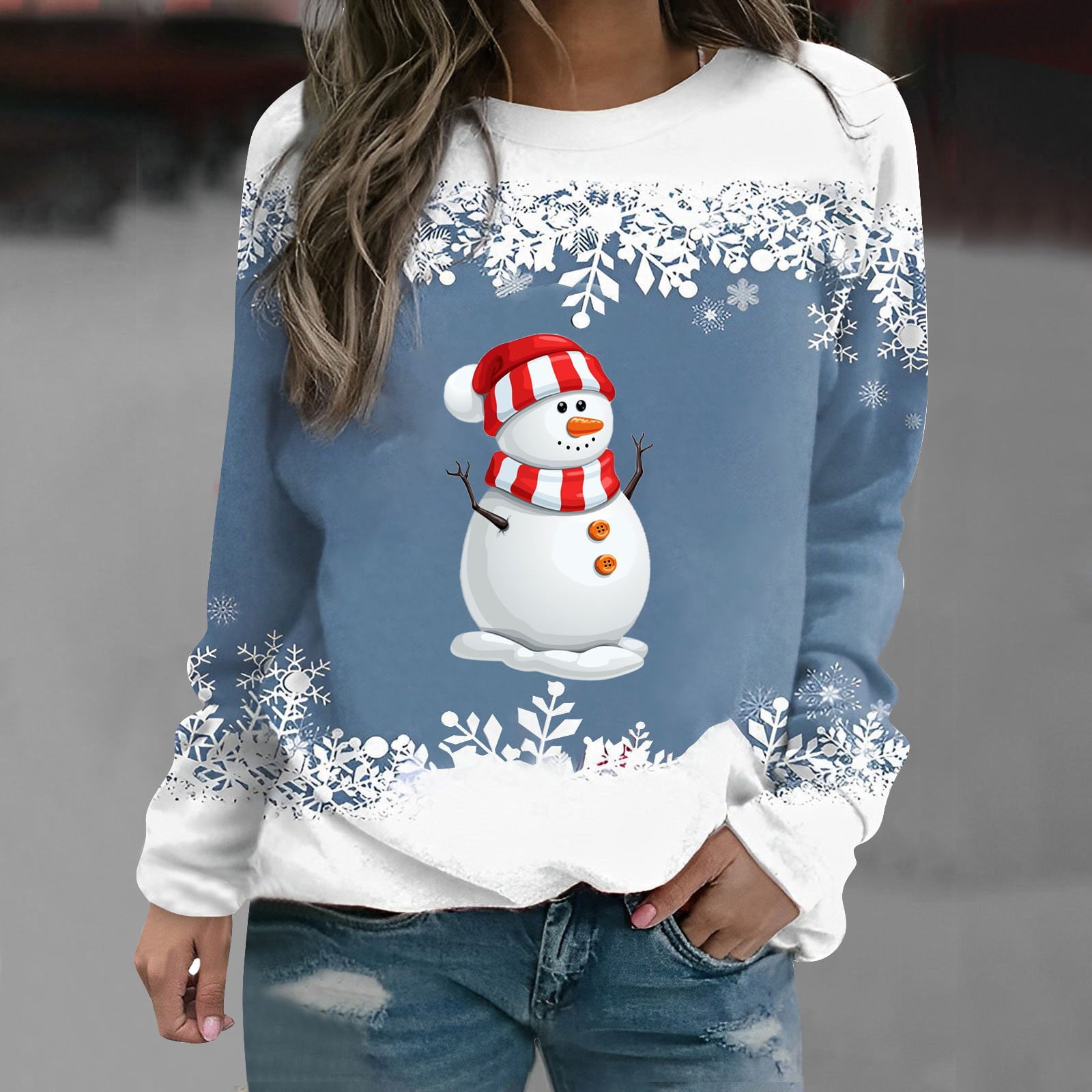 Kayannuo Christmas Print Sweatshirt for Women Crew Neck Sweatshirts ...