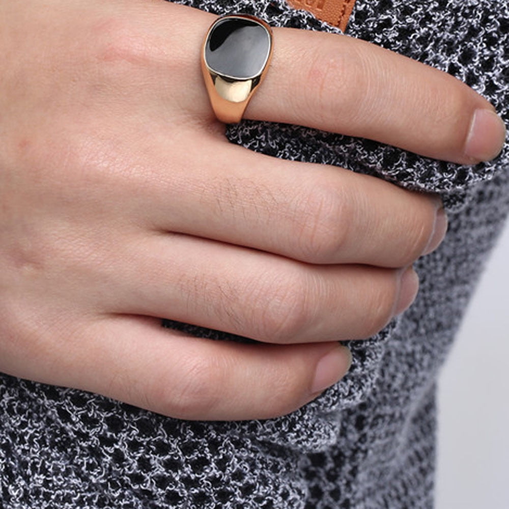 Kayannuo Christmas Solid Polished Copper Band Biker Men Signet Ring ...