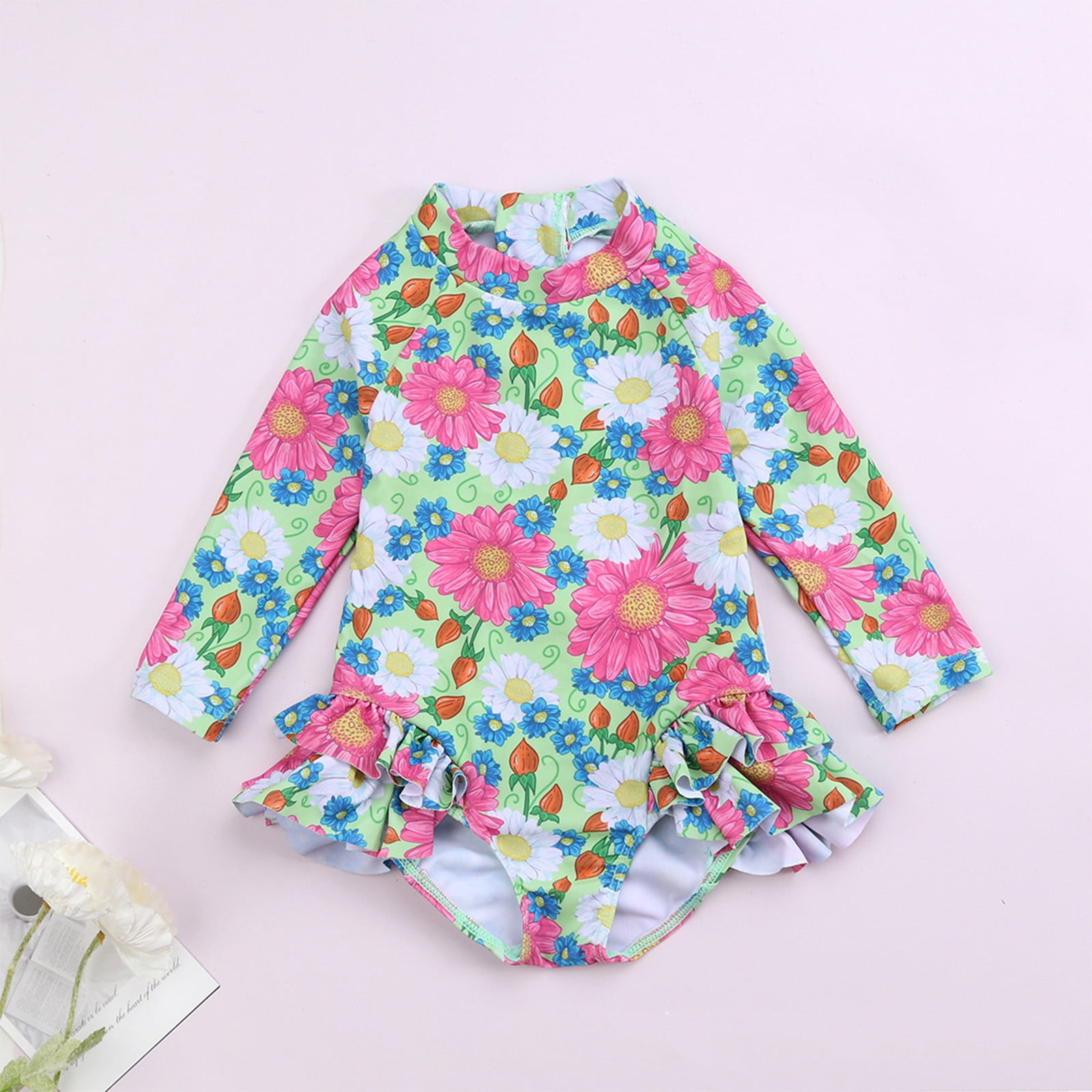 Kayannuo Girls Long Sleeve Rashguard UPF 50+ Swimsuits for Girls Girls ...