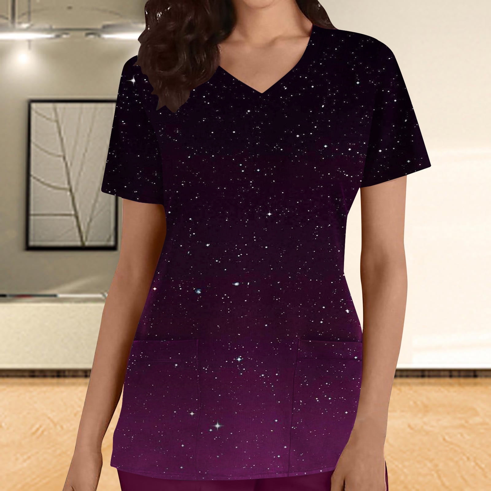 Kayannuo Print Nursing Uniforms Scrub for Women Fashion Woman Print V ...