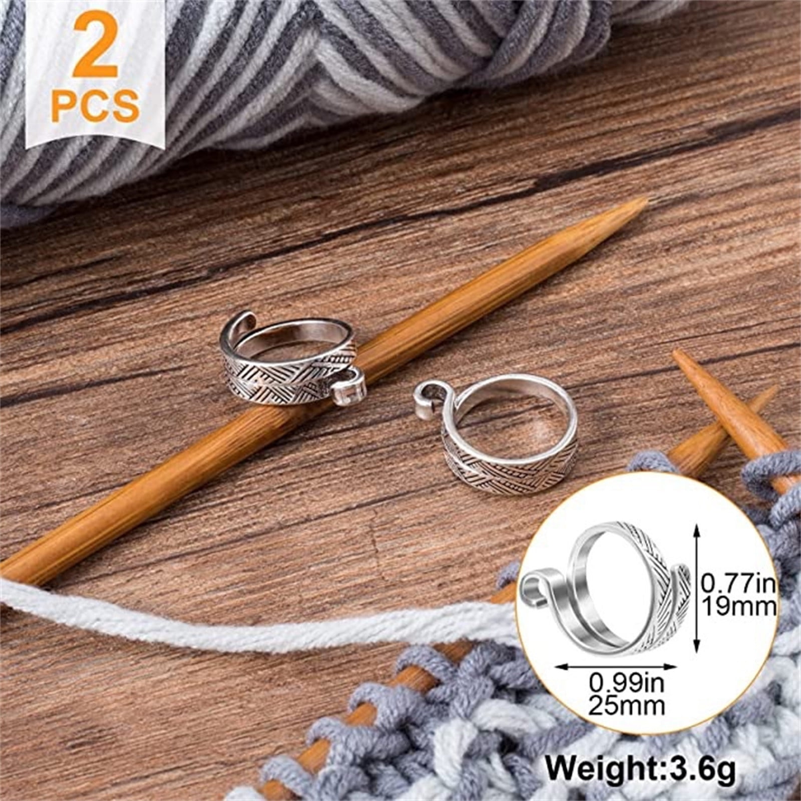 Kayannuo Rings 2 Pack Crochet Finger Ring Adjust Crochet Tension Ring ...