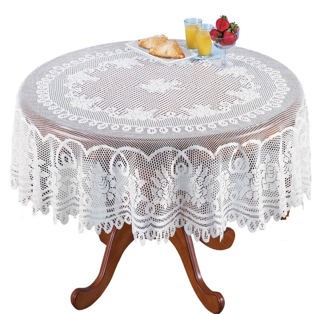 Kayannuo White Round Tablecloth White or Cream Lace Kitchen Table Cloth ...