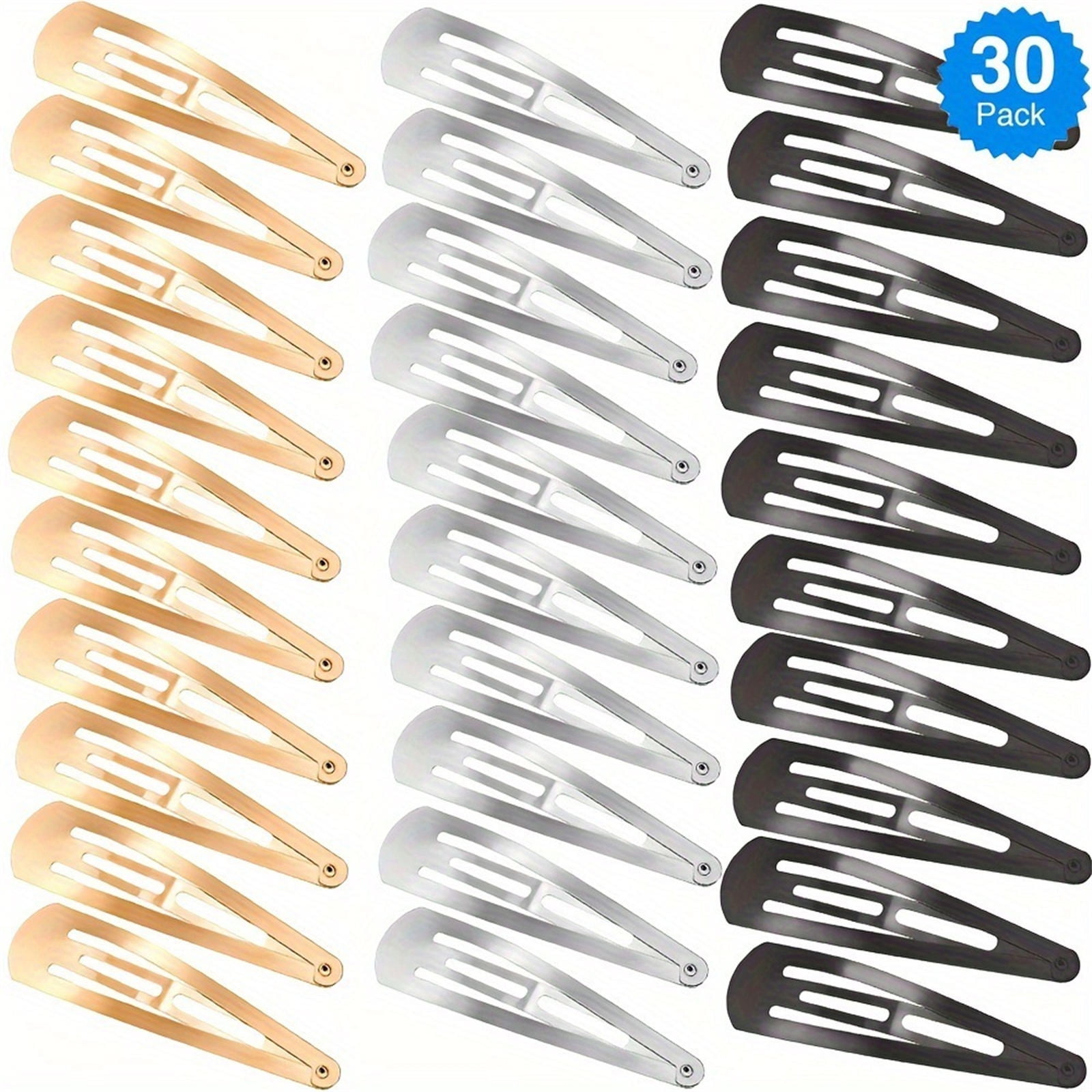 Kayannuo 30 Pcs Large Metal Snap Hair Clips No Slip Hair Barrettes ...