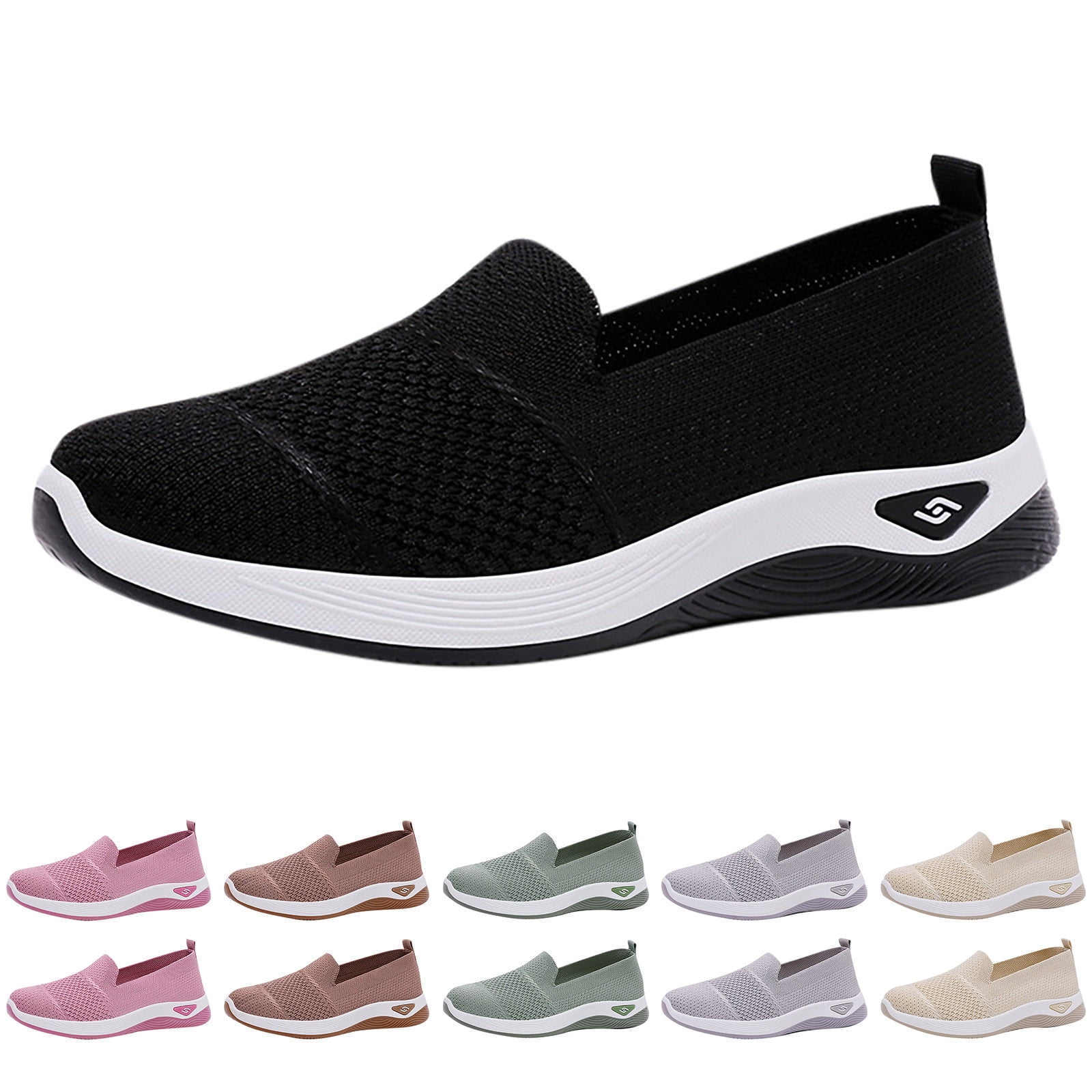 Kayannuo Women's Slip-On Walking Tennis Shoes Low Top Comfortable Casual Travel Work Driving ...