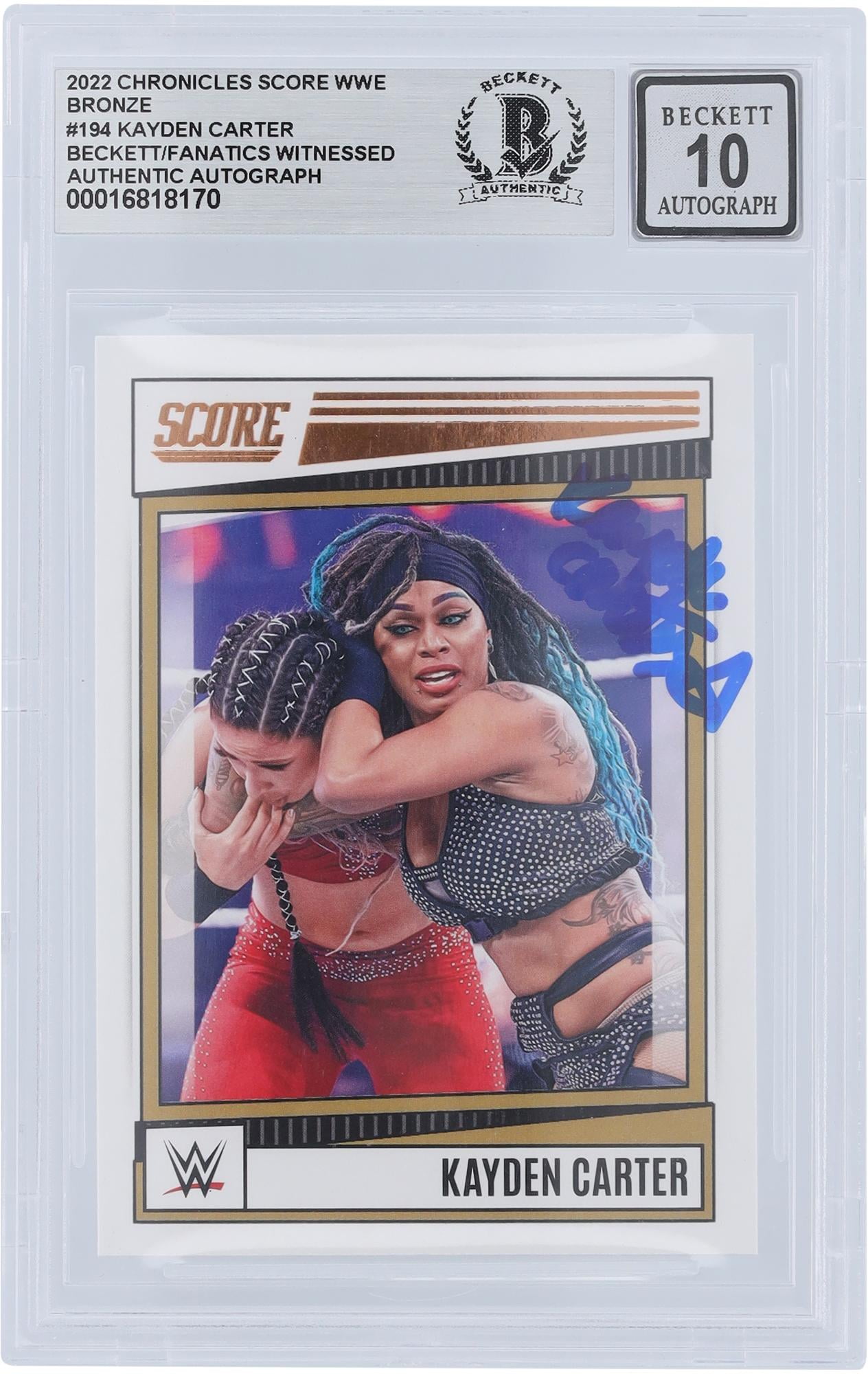 Kayden Carter WWE Autographed 2022 Panini Chronicles Score Bronze #194 ...
