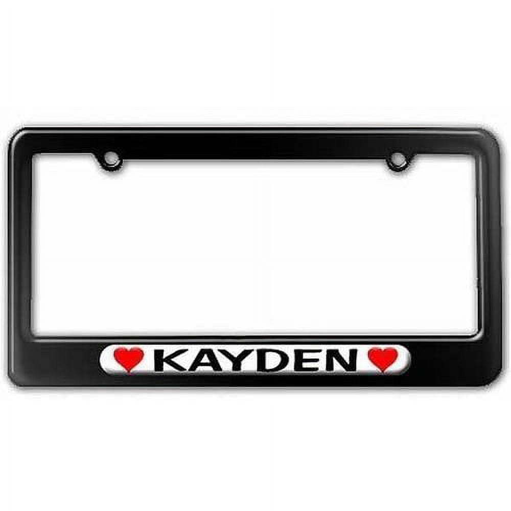 Kayden Love with Hearts License Plate Tag Frame, Black Color - Walmart.com