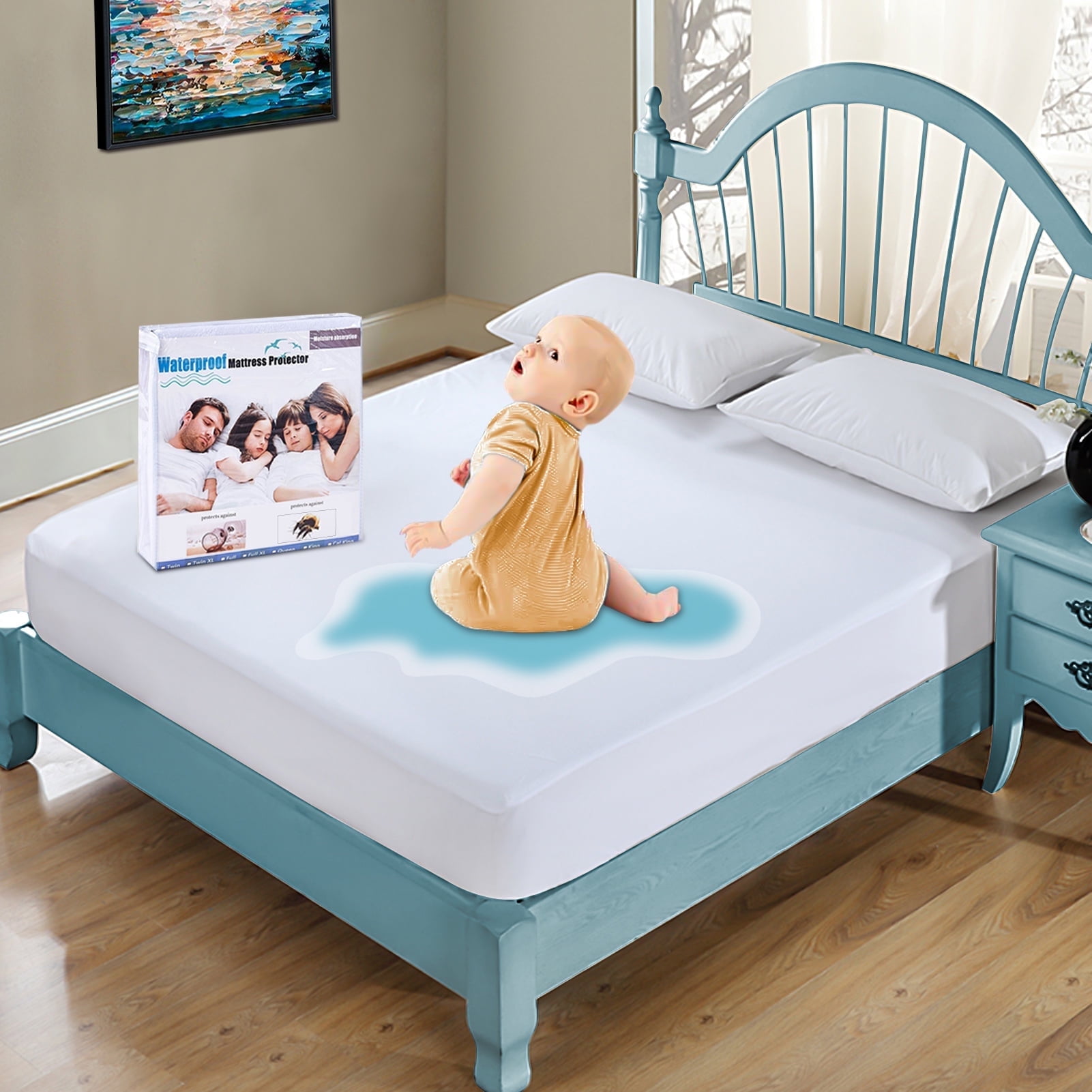 Kayfia Full Size Waterproof Mattress Protector Cover with Zipper ...