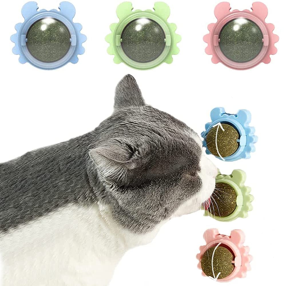 Kayina Catnip Wall Ball, 3-Piece Cat Toys, Edible Cat Licking Toy, Cat ...