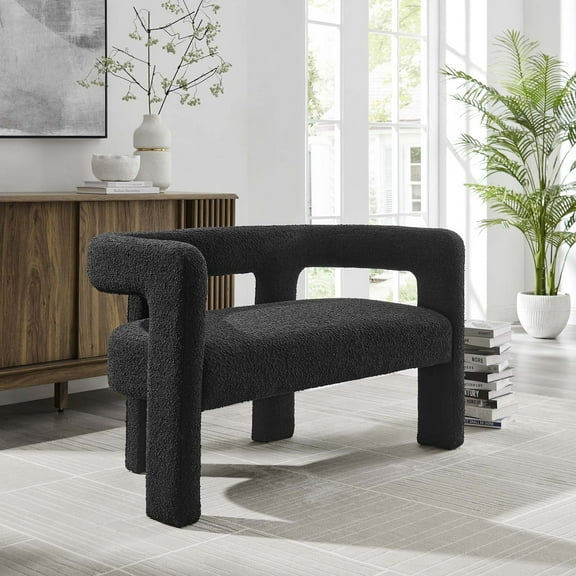Modway Kayla Upholstered Modern Boucle Fabric Loveseat in Ivory ...