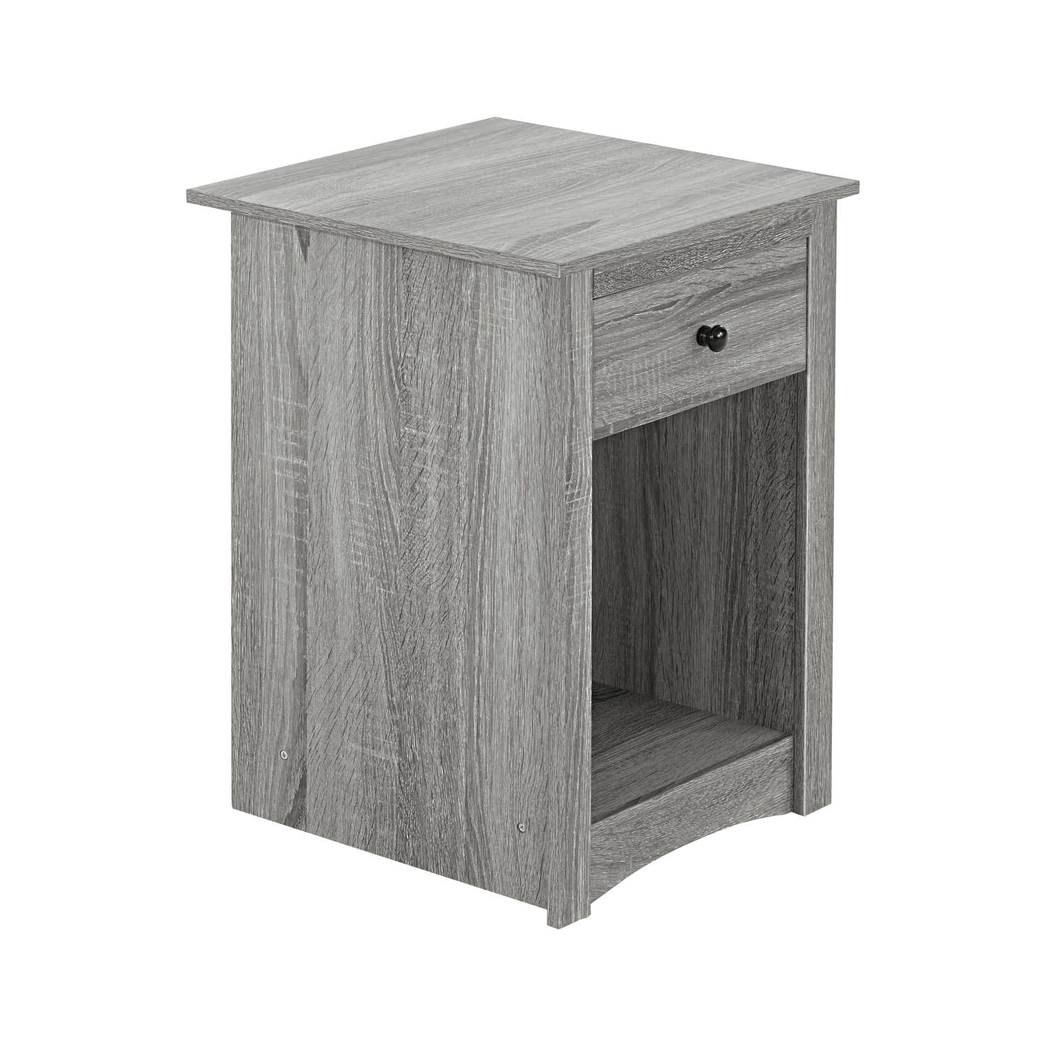 Kayla Wooden End Table with Drawer and Shelf, 2 Tier Side Table Storage ...