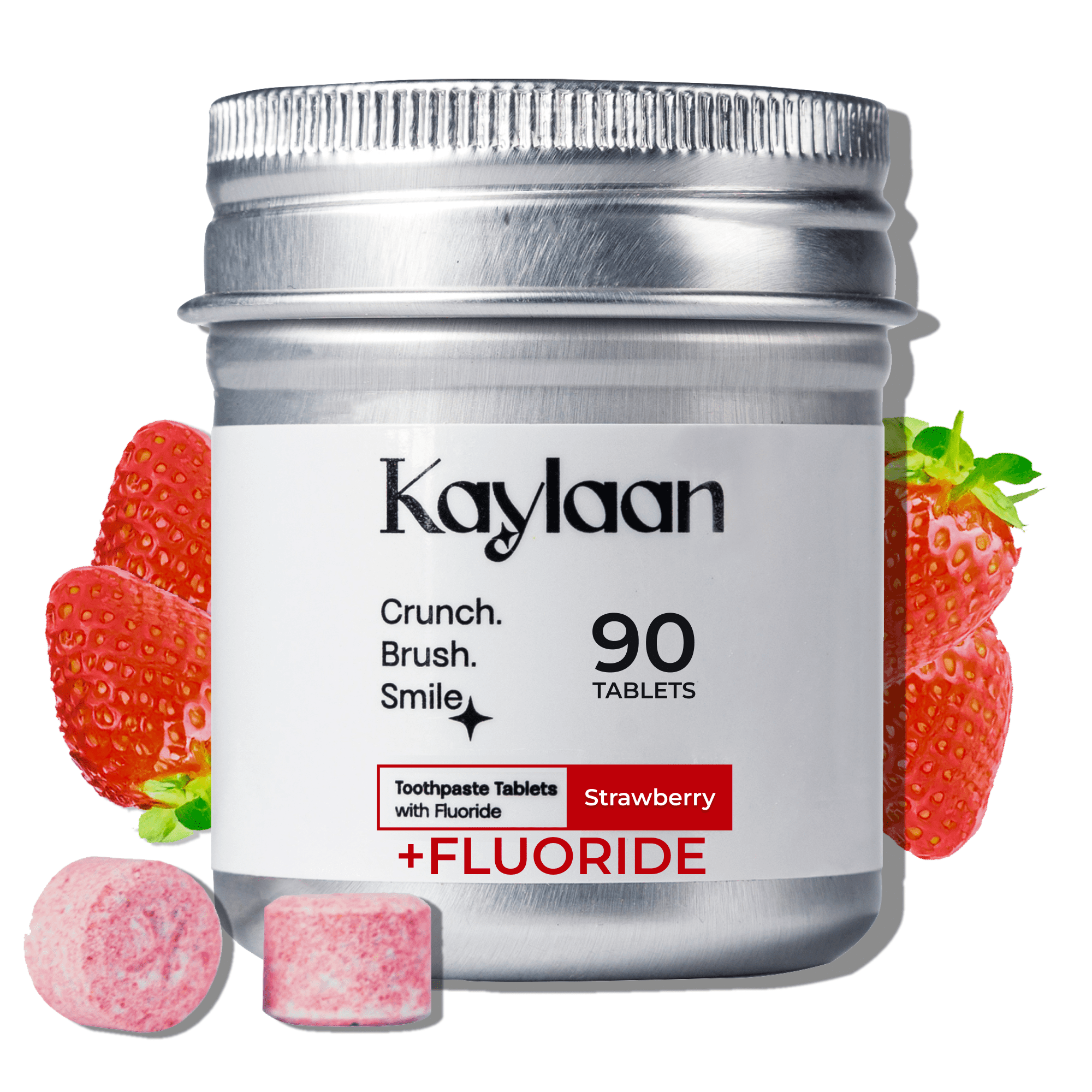 Kaylaan Fluoride Toothpaste Tablets, Natural Strawberry Flavor ...
