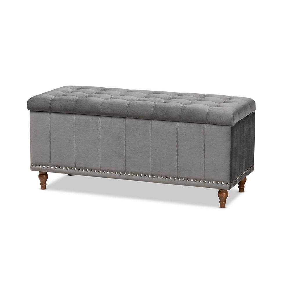 Kaylee Modern and Contemporary Grey Velvet Fabric Upholstered Button ...