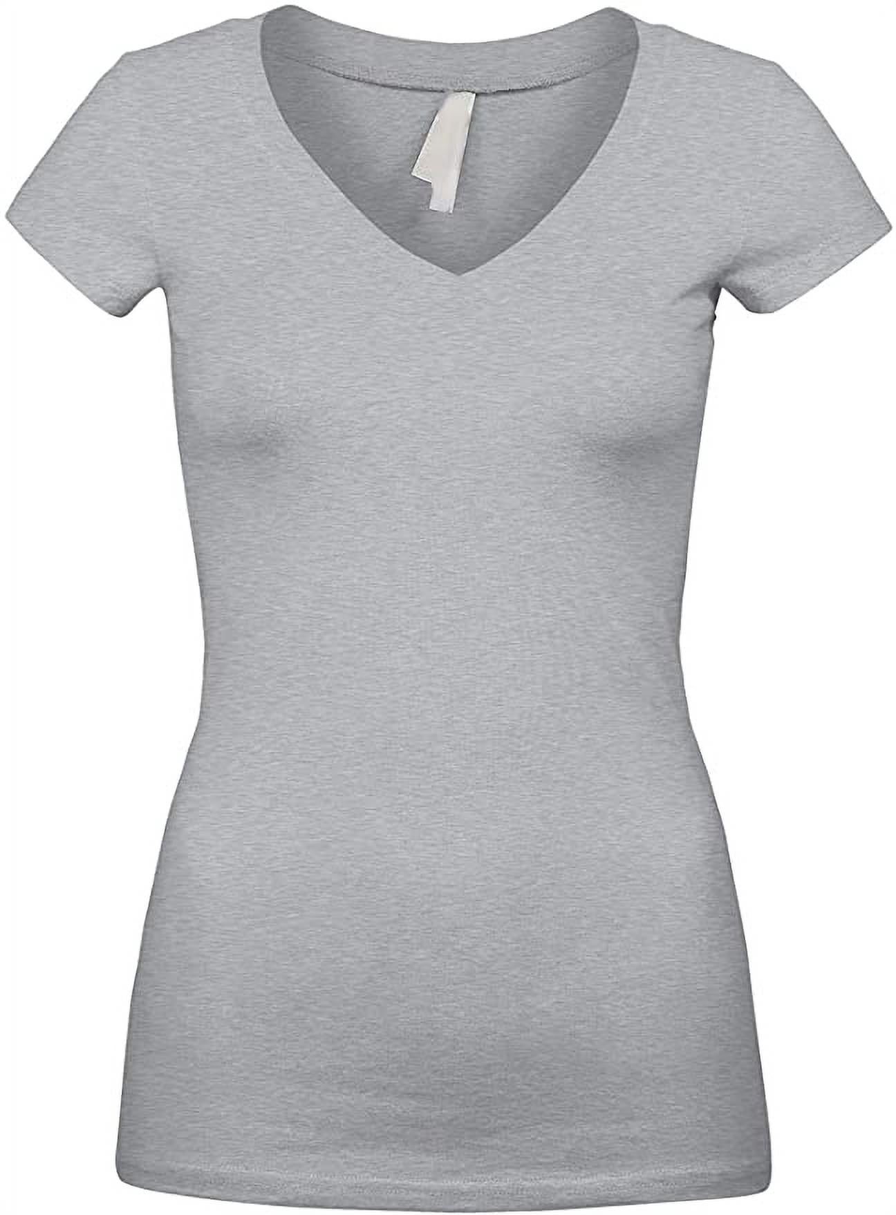 Kaylee_xo Sexy Women's Basic Short Sleeve Low-cut V-Neck Tee Shirt Top - Walmart.com