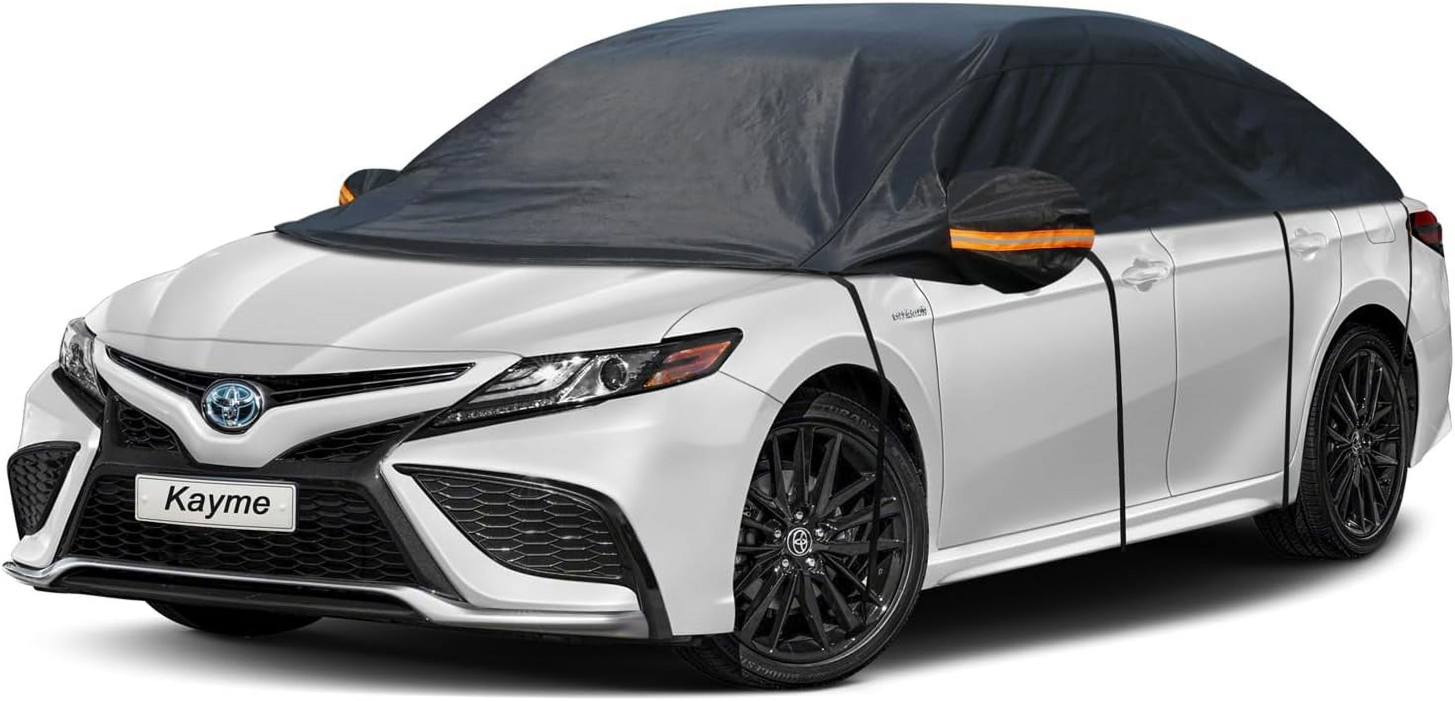 Kayme Half Car Cover, Front Rear Window Cover with Reflective Straps ...