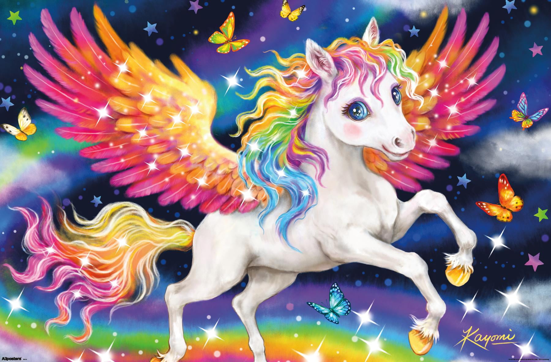 Kayomi Harai - Pegasus Rainbow Flight Wall Poster, 22.375" x 34 ...