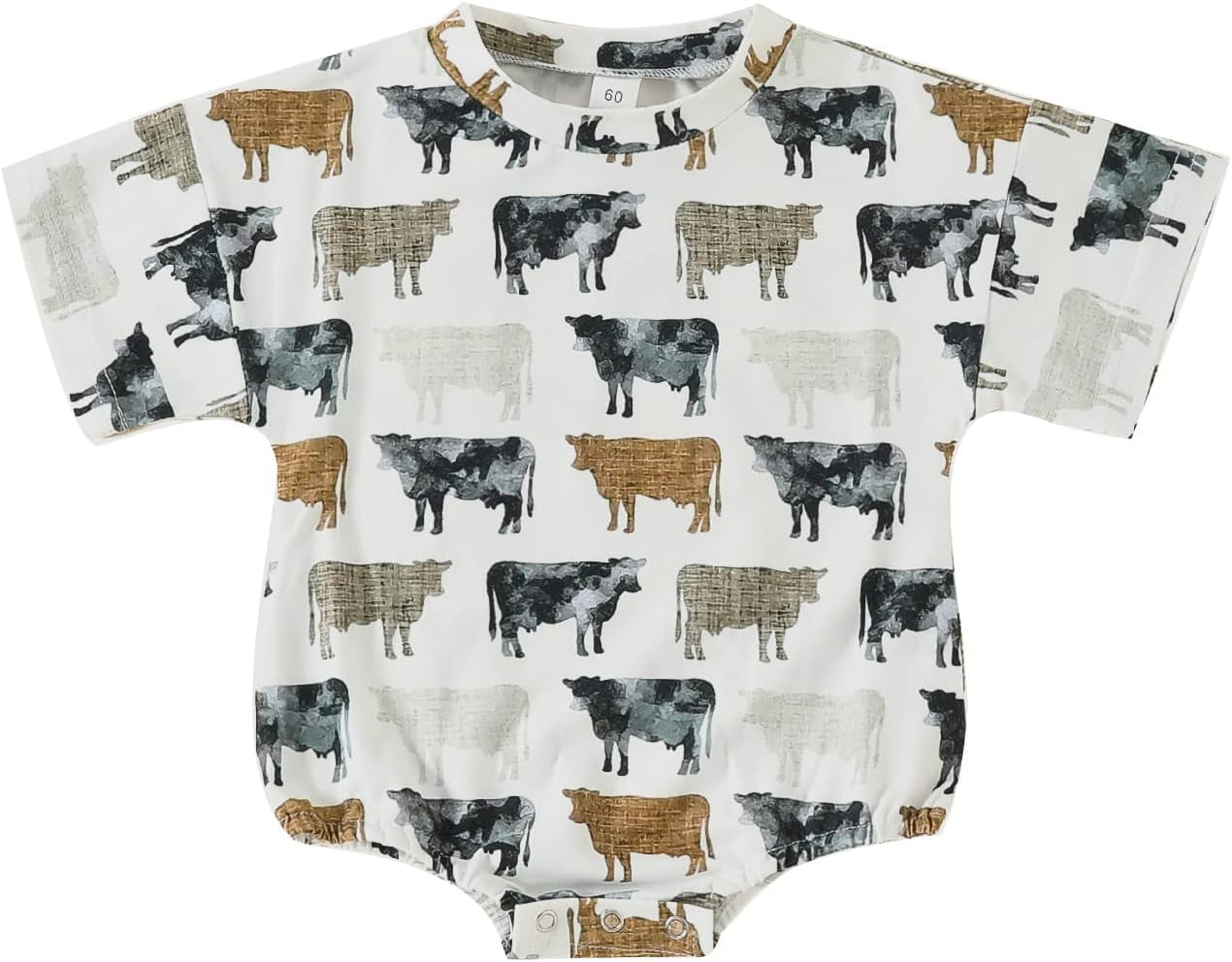 Kayotuas Western Baby Boy Girl Clothes Cow Print Bubble Romper Oversized Tshirt Onesie Short ...