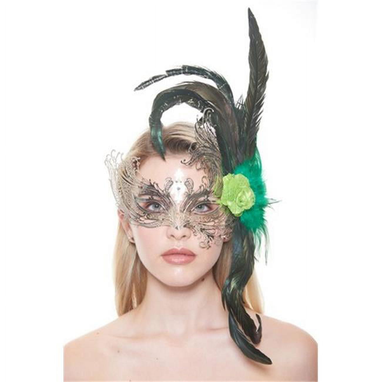 Kayso FBF003SL-GN Majestic Silver Swan Laser Cut Masquerade Mask with ...