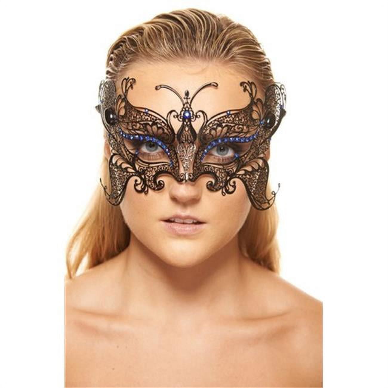 Kayso K2020BLBK Black Gorgeous Butterfly Laser Cut Metal Mask with Blue ...