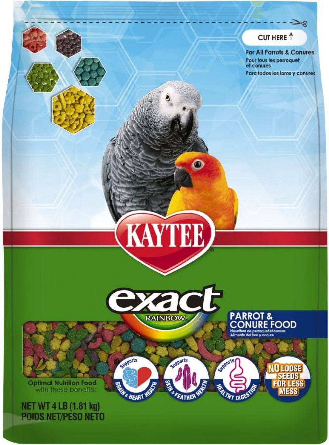 Kaytee Exact Rainbow Daily Diet - Parrot & Conure [Bird, Food] 4 lbs ...