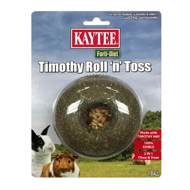 (2 pack) Kaytee Forti-Diet Timothy Hay Roll 'N' Toss Small Animal Chew ...