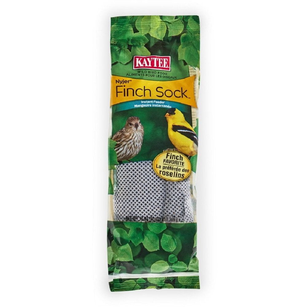 Kaytee Finch Sock Instant Feeder with Wild Bird Food Nyjer Seed, 13 oz ...