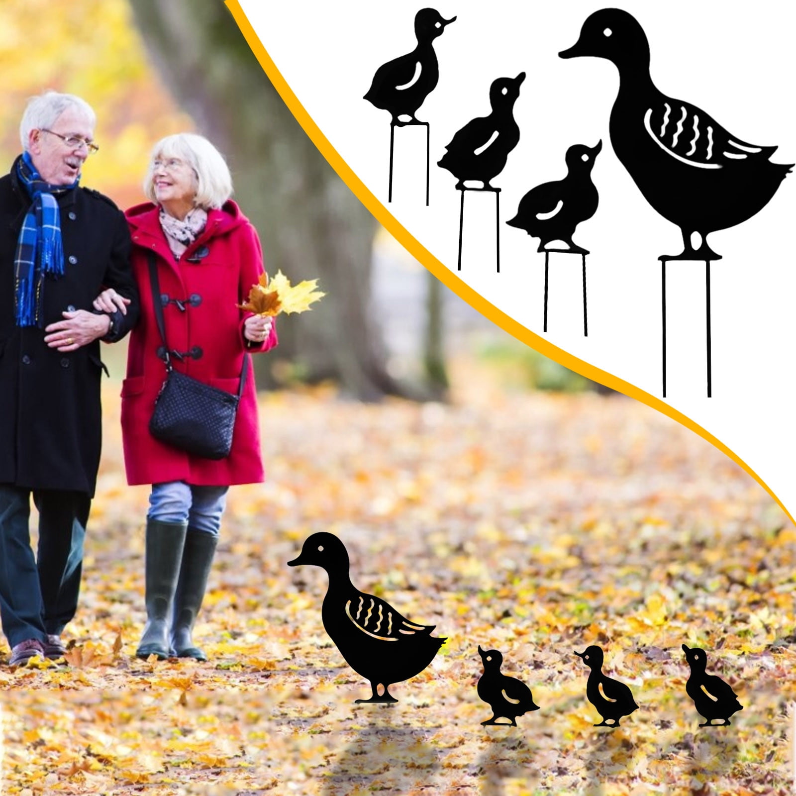 Eoozwa 4pcs Garden Duck Yard Art Metal Statue Decor Animals Silhouette ...