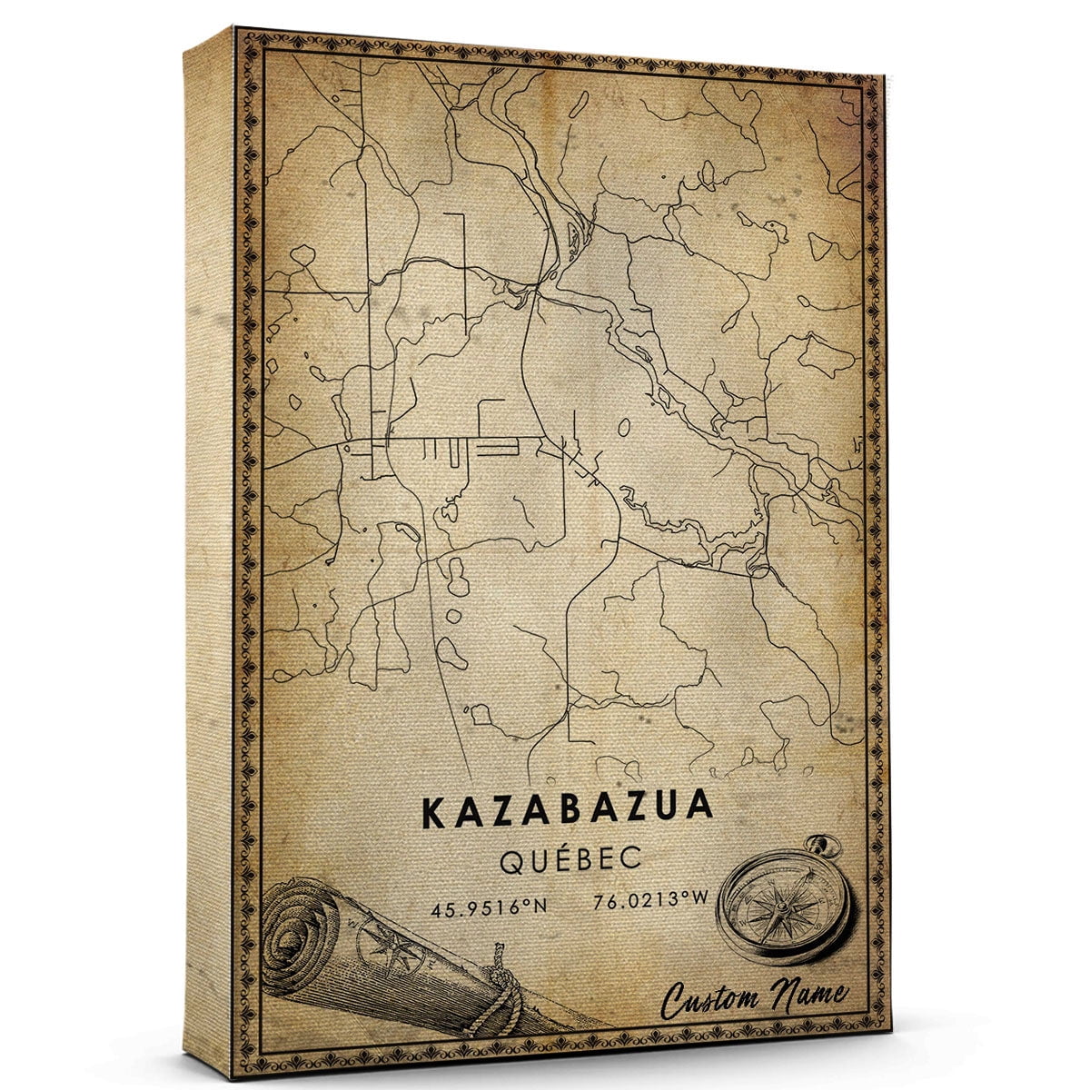Kazabazua Map Poster, Quebec Map Art Poster, Canvas, Kazabazua Map City ...