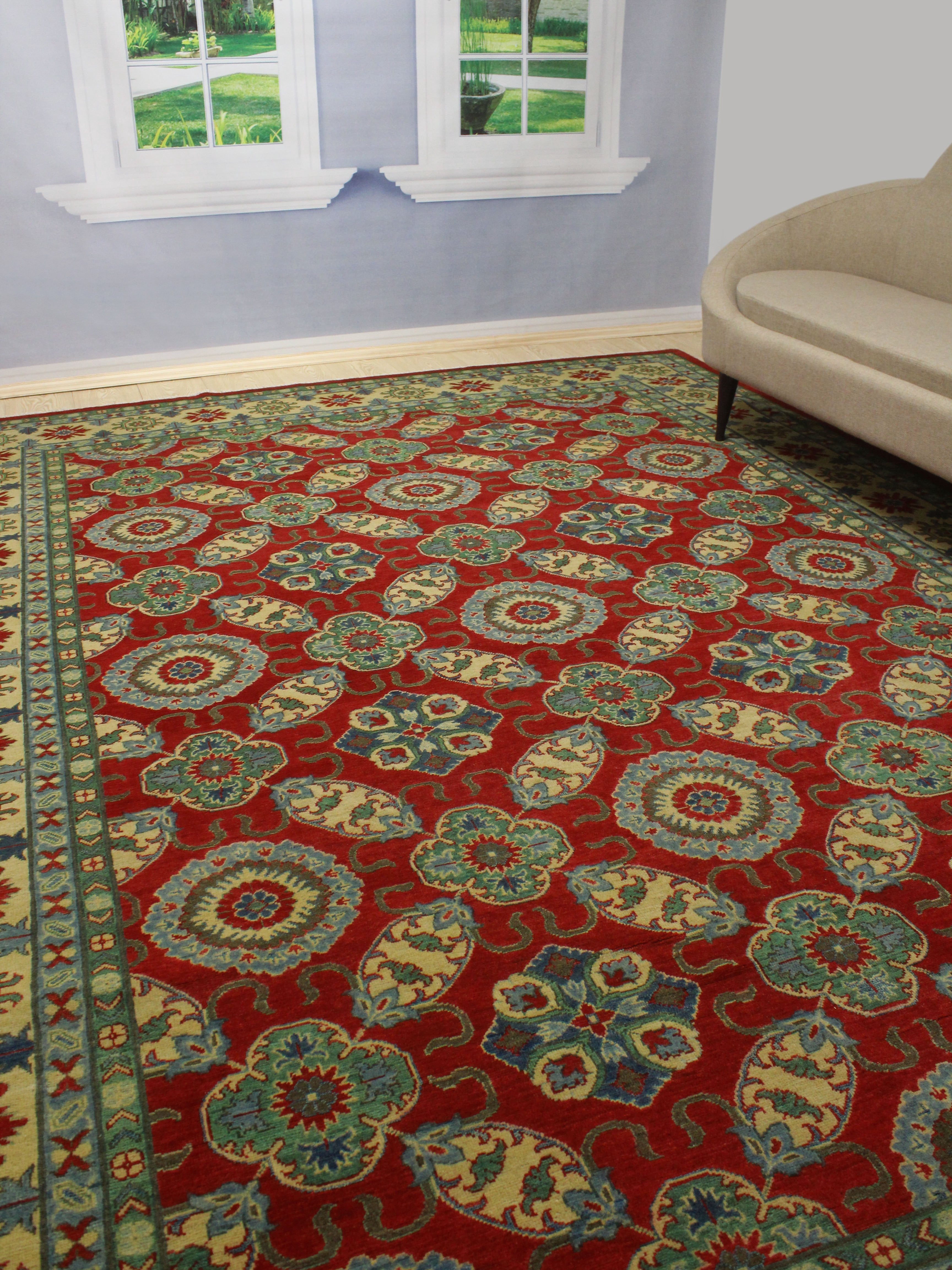 Kazak Kaseem Red/Ivory Rug, 10'0" x 13'10" - Walmart Business Supplies