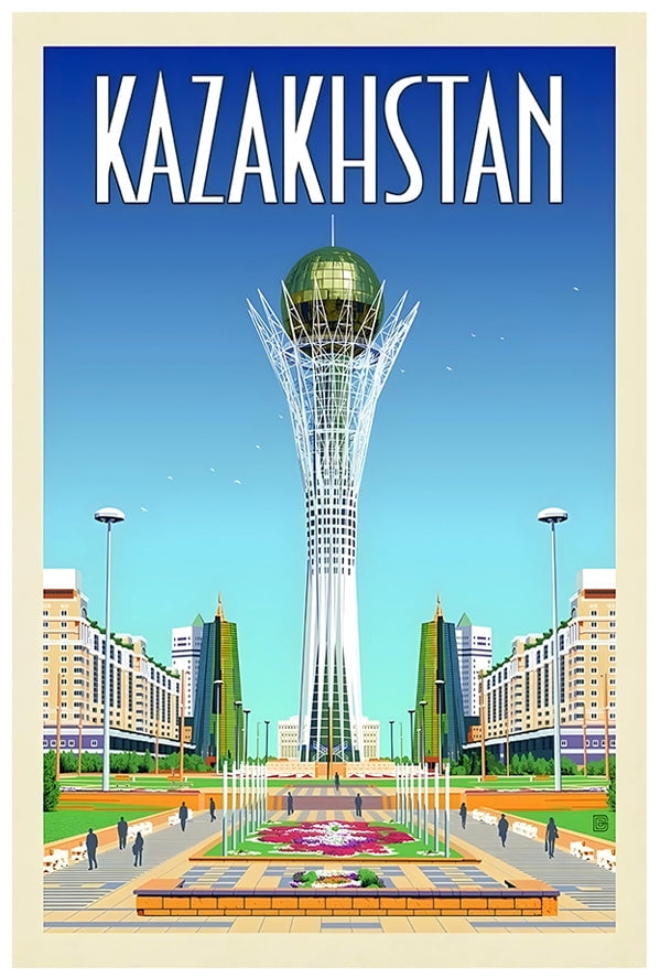 Kazakhstan - Vintage Travel Poster (11x17Inches) - Walmart.com