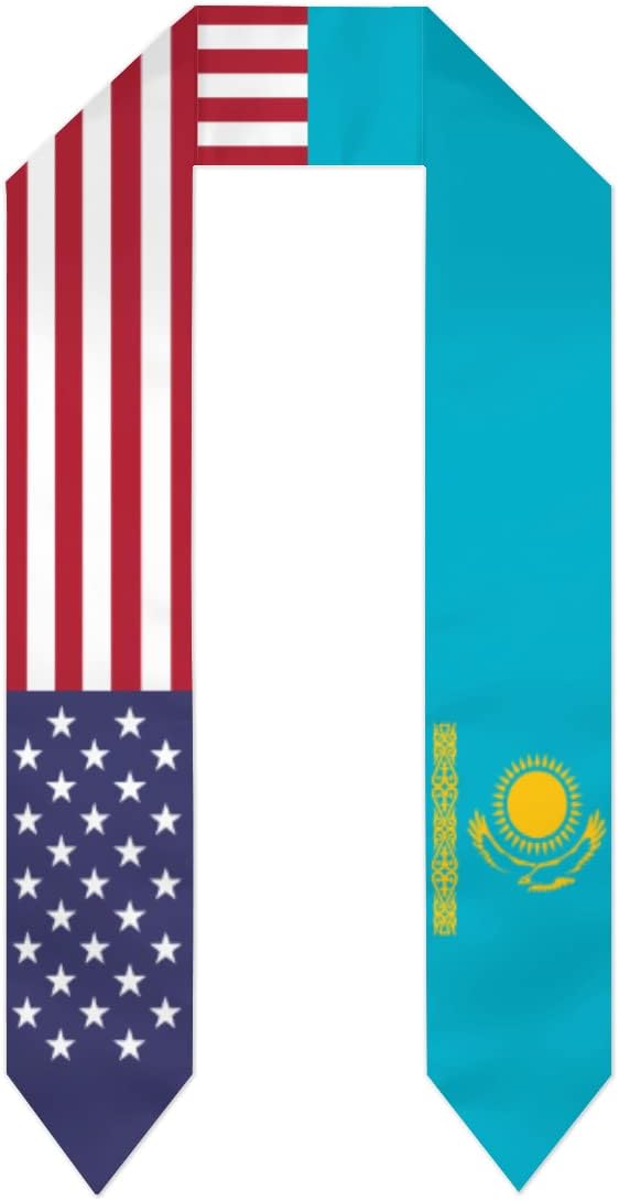 Kazakhstan & USA United States Flag Graduation Stole For International ...