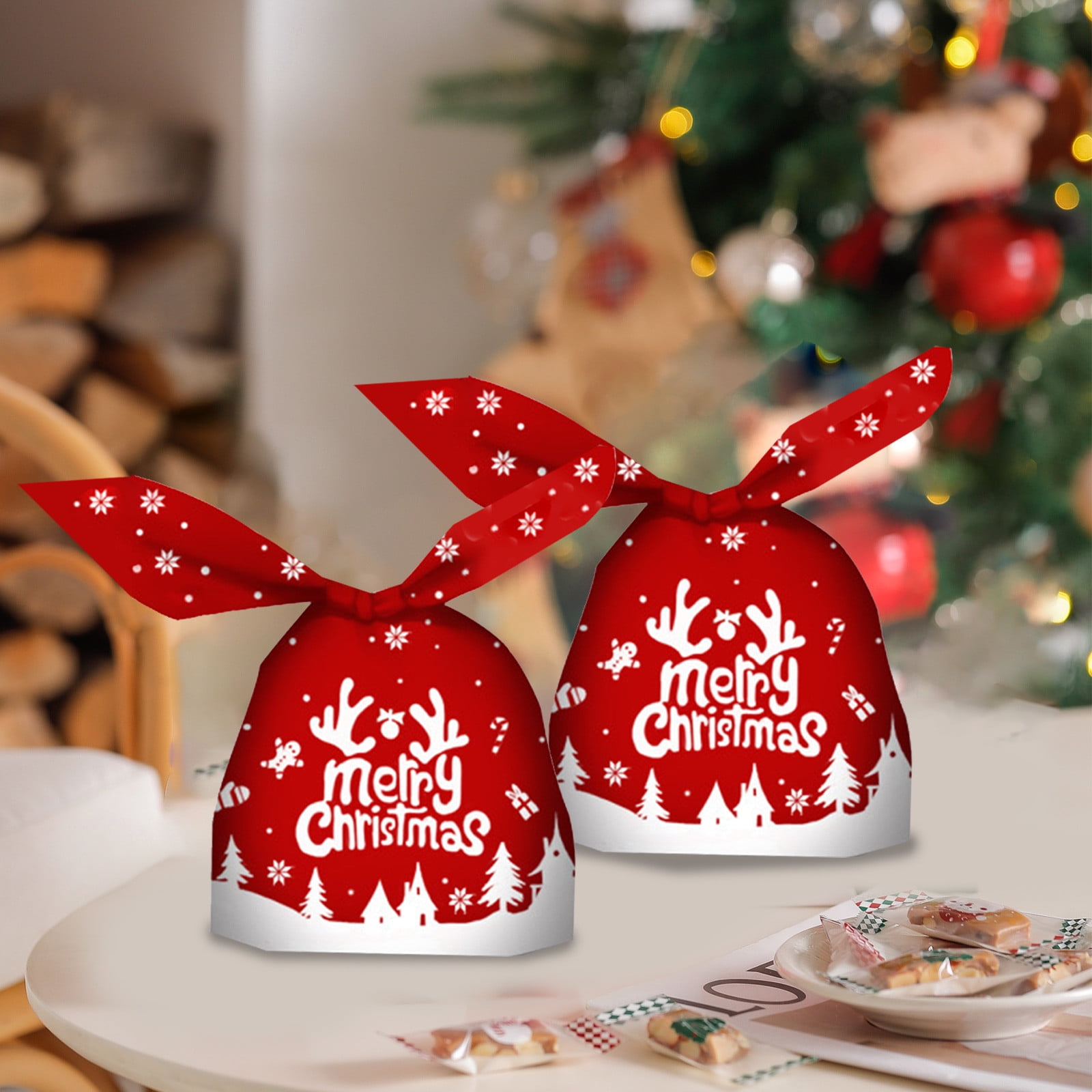 Kbndieu 50PCS Christmas Gift Bags, Candy Wrapping Bags, Cute Xmas ...