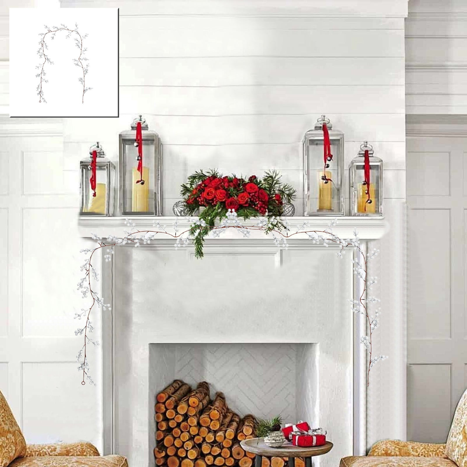 Kbndieu Artificial Christmas Garland Realistic Touch Winter Norfolk Pine Garland Needle Greenery ...