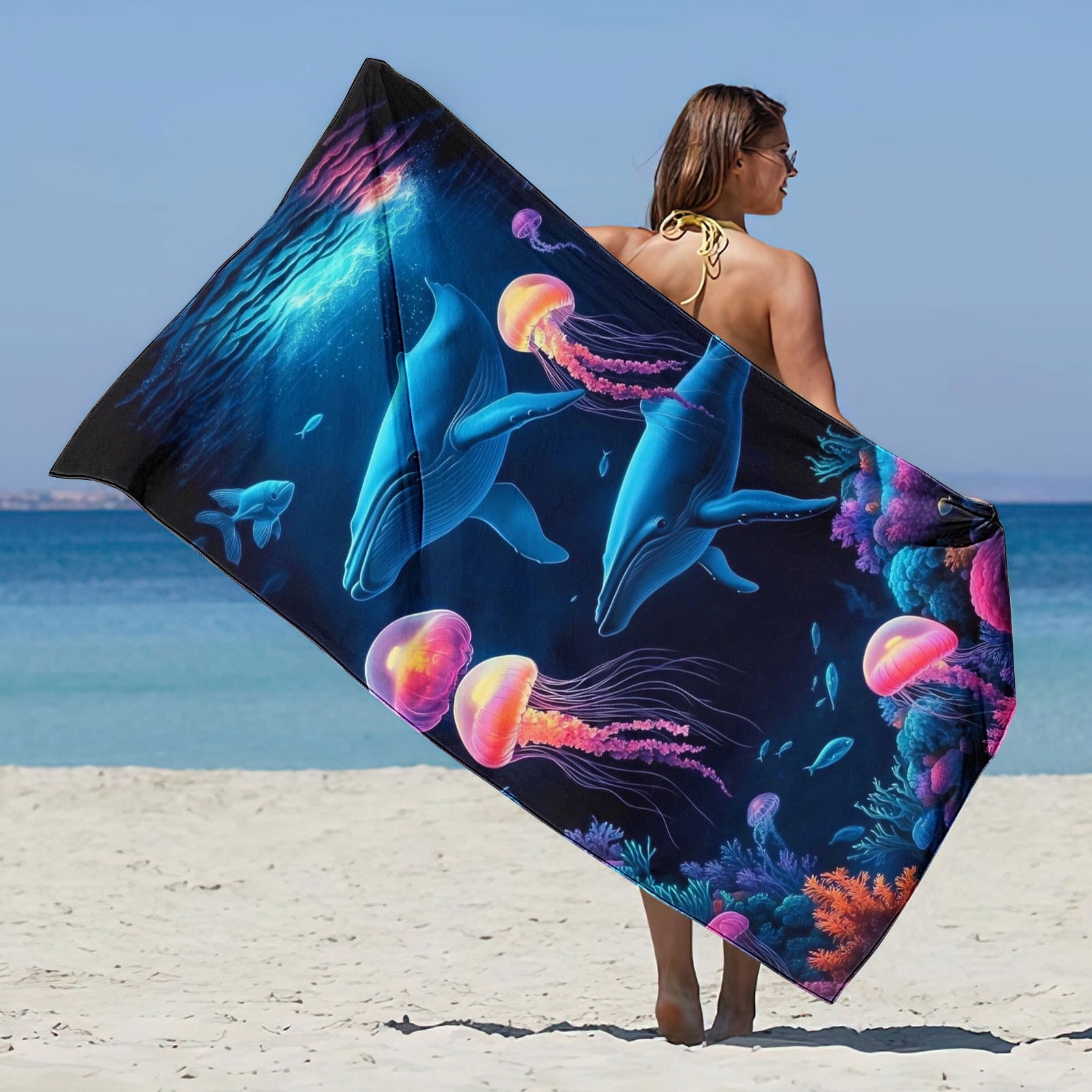 Kbndieu Beach Towels Super Lightweight Colorful Bath Towels Sandproof ...