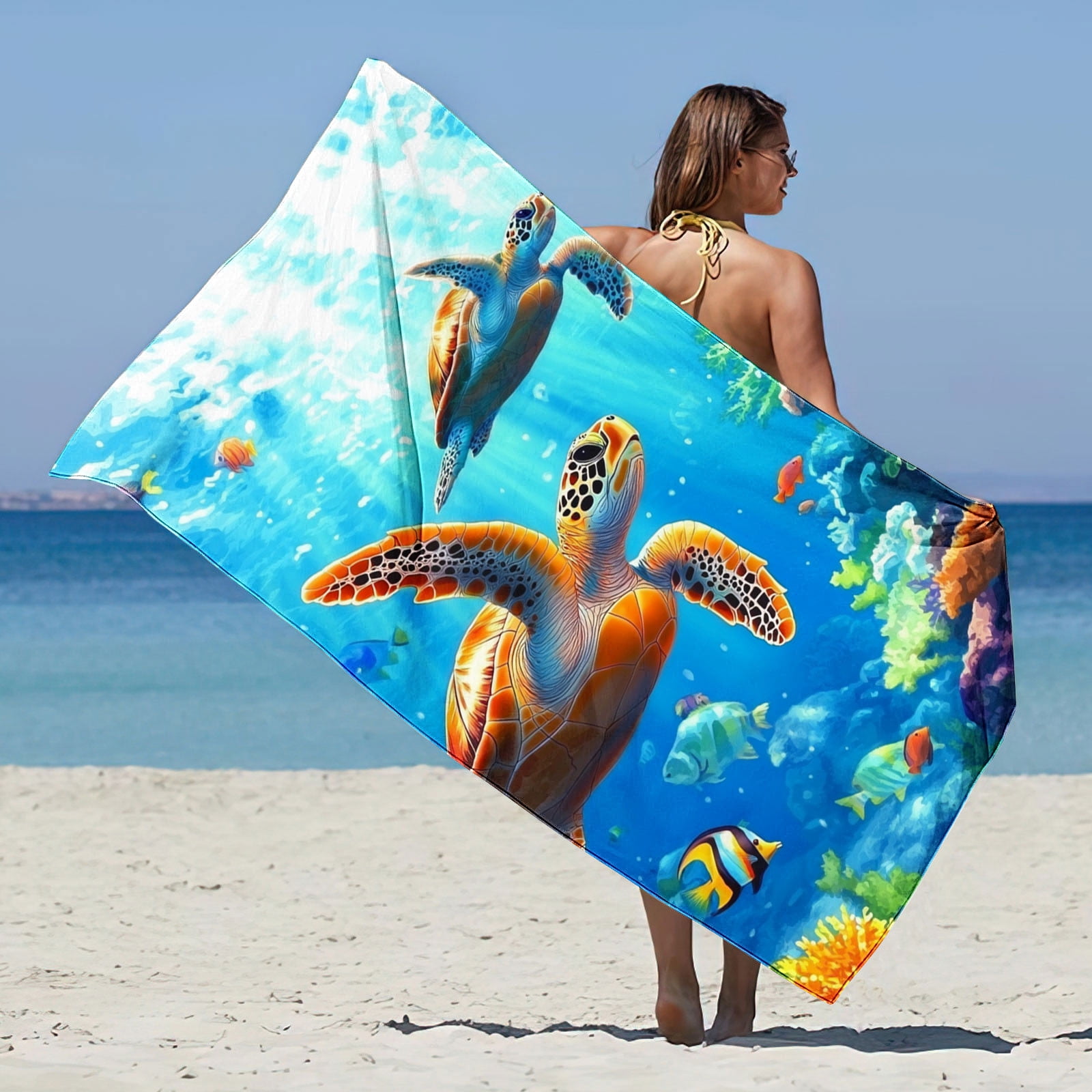 Kbndieu Beach Towels Super Lightweight Colorful Bath Towels Sandproof ...