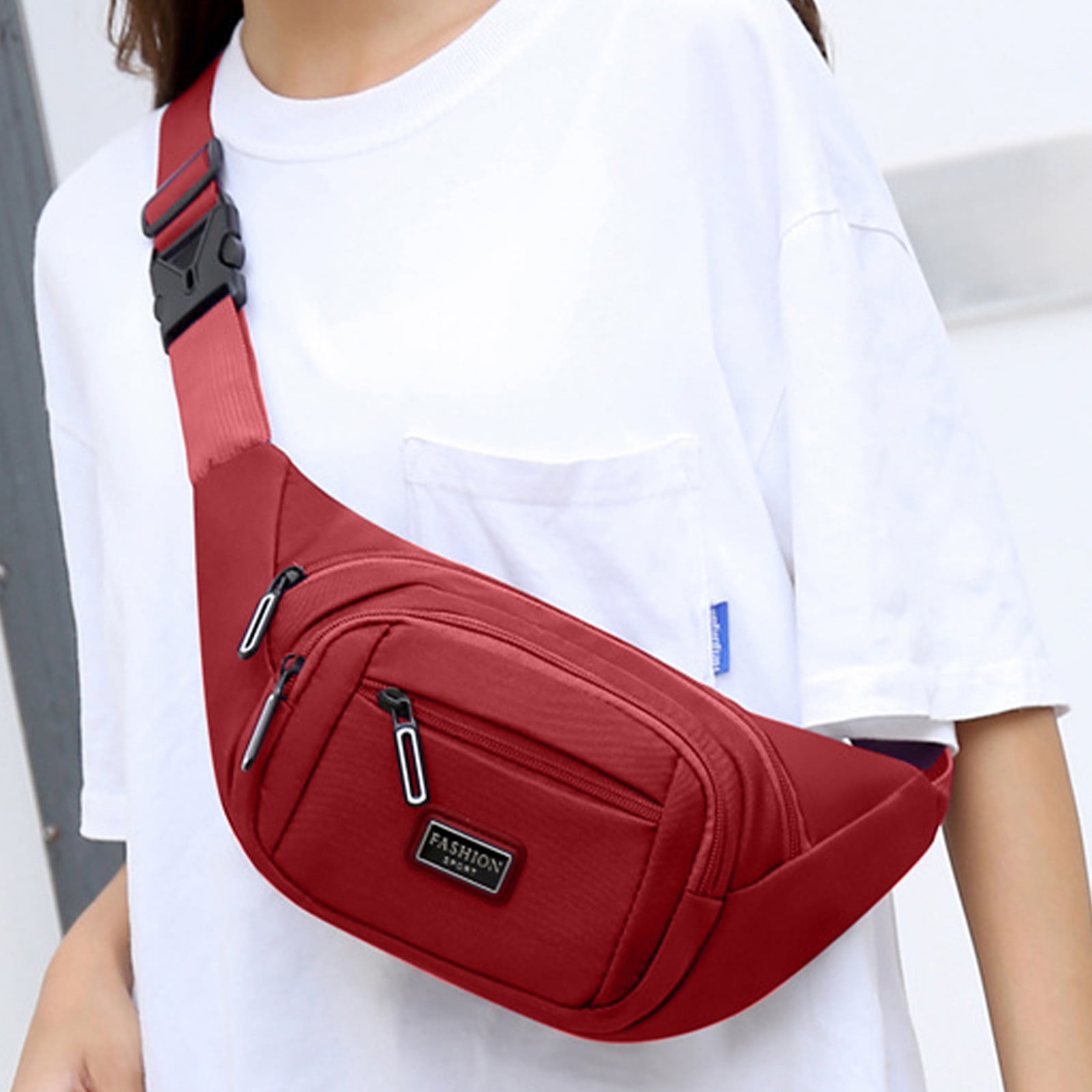 Kbndieu Chest Crossbody Sling Bag Red Cross Body Backpack Bag Travel ...